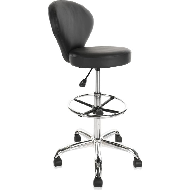 Latitude Run® Faux Leather Rolling Swivel Office Stool | Wayfair