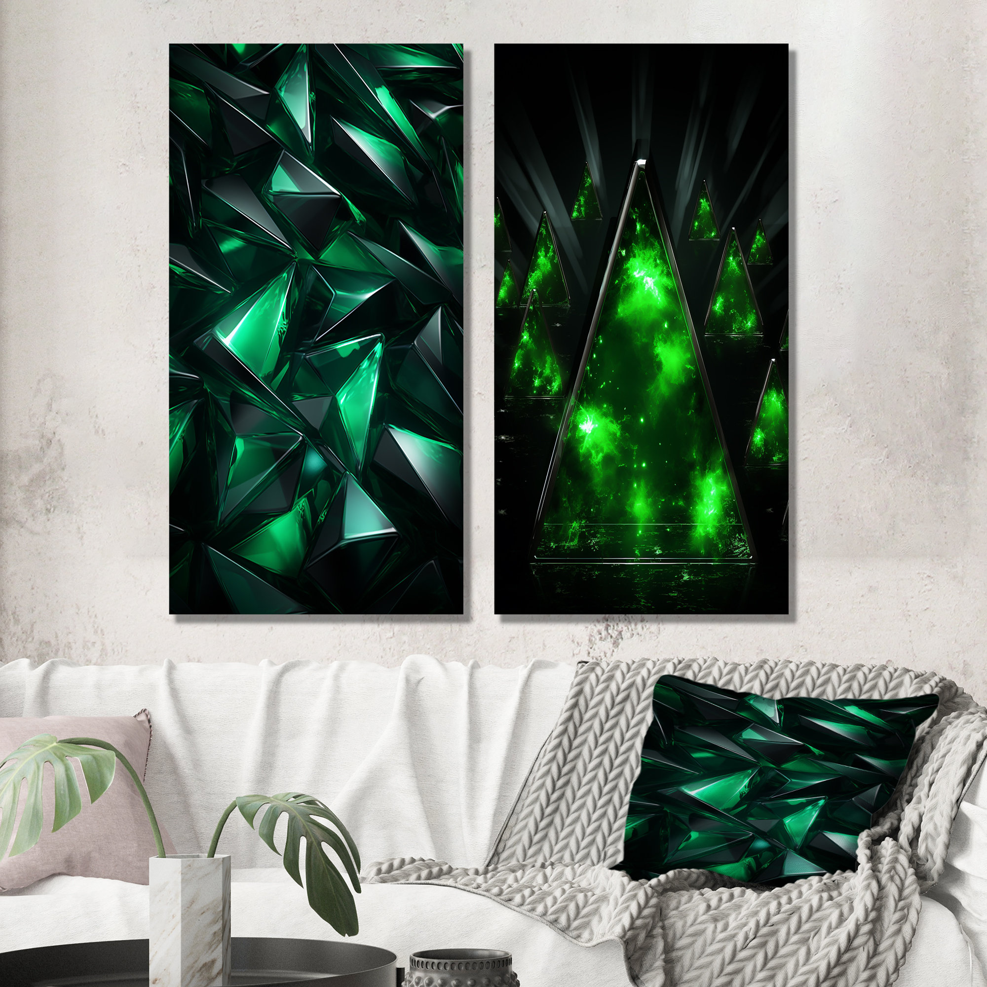 Ivy Bronx Green Fractal Geometric Frequency I - Abstract Geometric ...