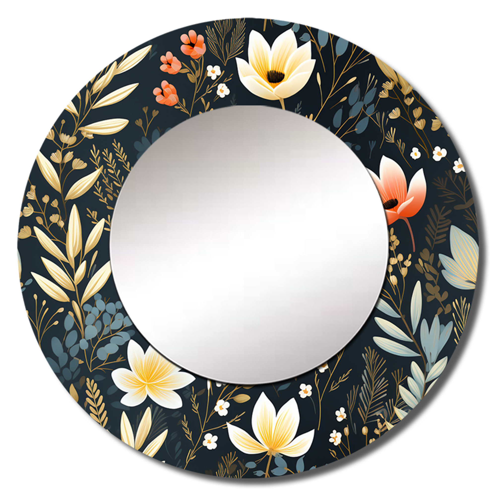 Design Art Nature'S Exquisite Floral Collage - Floral Mirror, Green ...