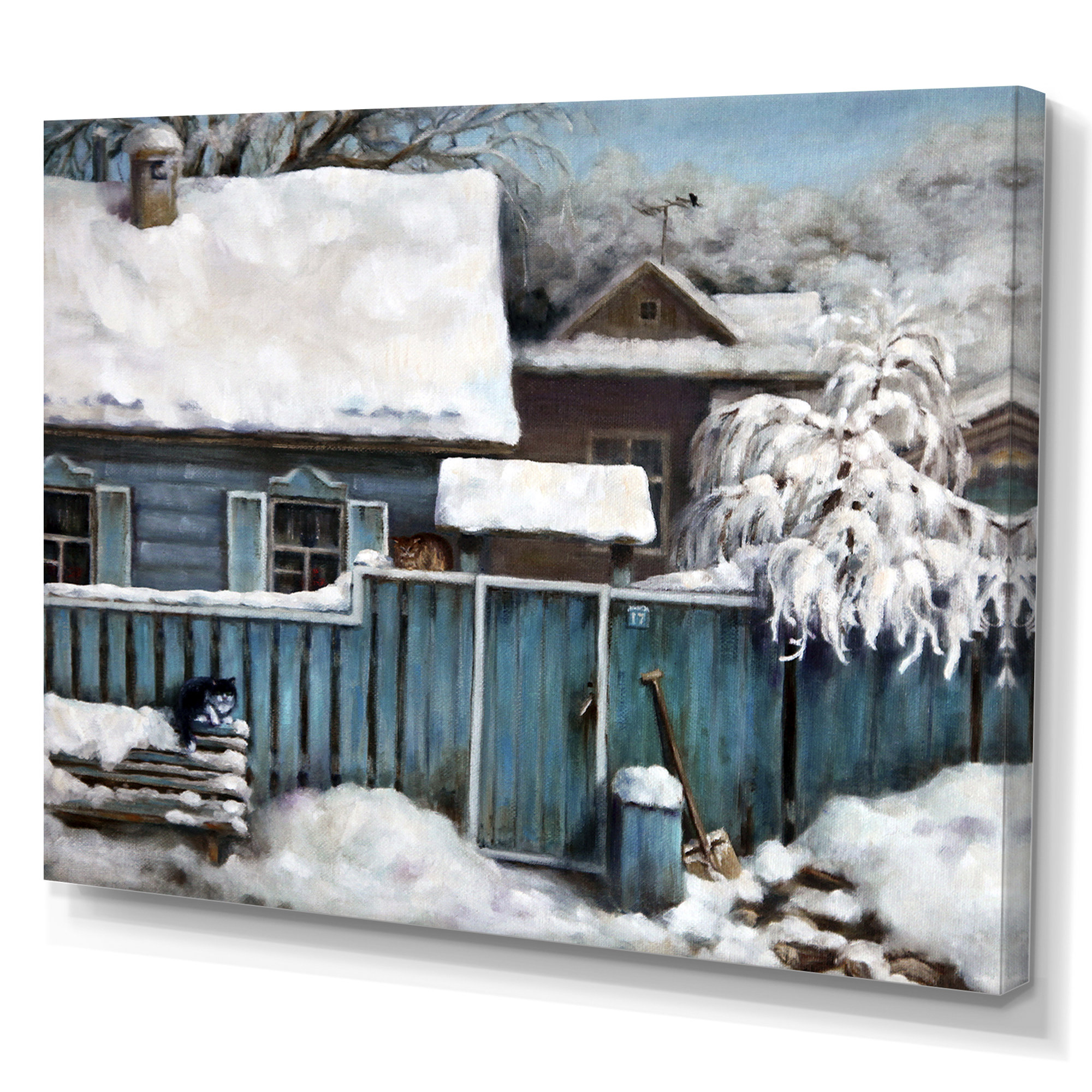 Winston Porter Cottage Into A Cold Winter Landscape - Floater Frame ...