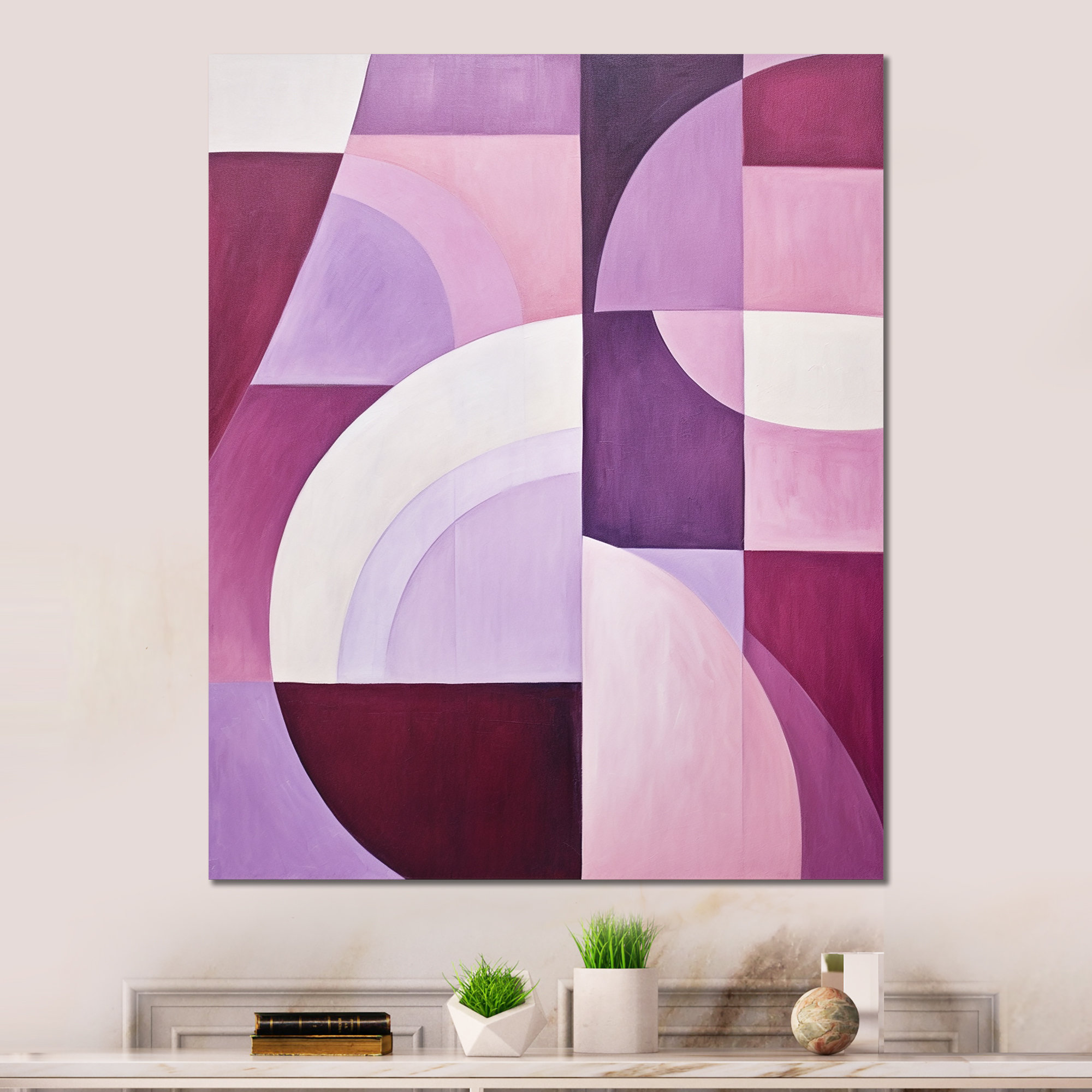Wrought Studio™ Mauve Motion Abstract Shapes - Abstract Shapes Metal ...