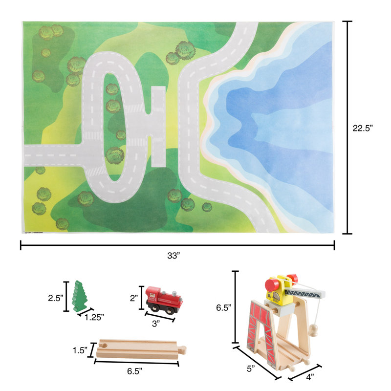 Hey! Play! Hey Play Wooden Train Set with Play Mat & Reviews | Wayfair