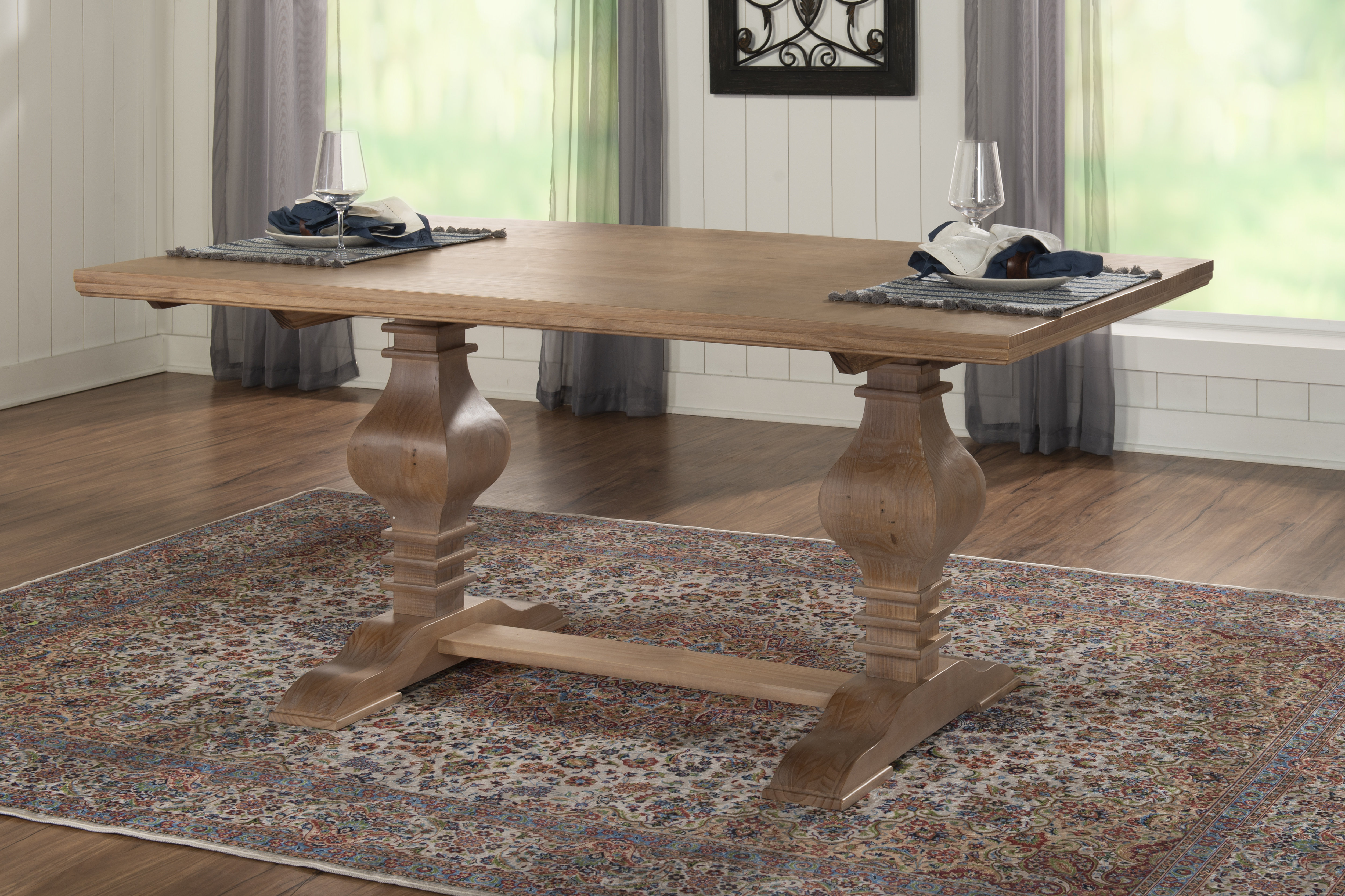Laurel Foundry Modern Farmhouse Lochlan 67" Pine Solid Wood Trestle ...
