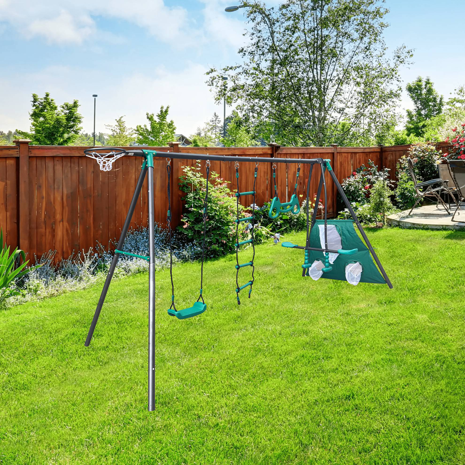 Wrought Studio™ Interesting Four Function Swingset With Face To Face ...