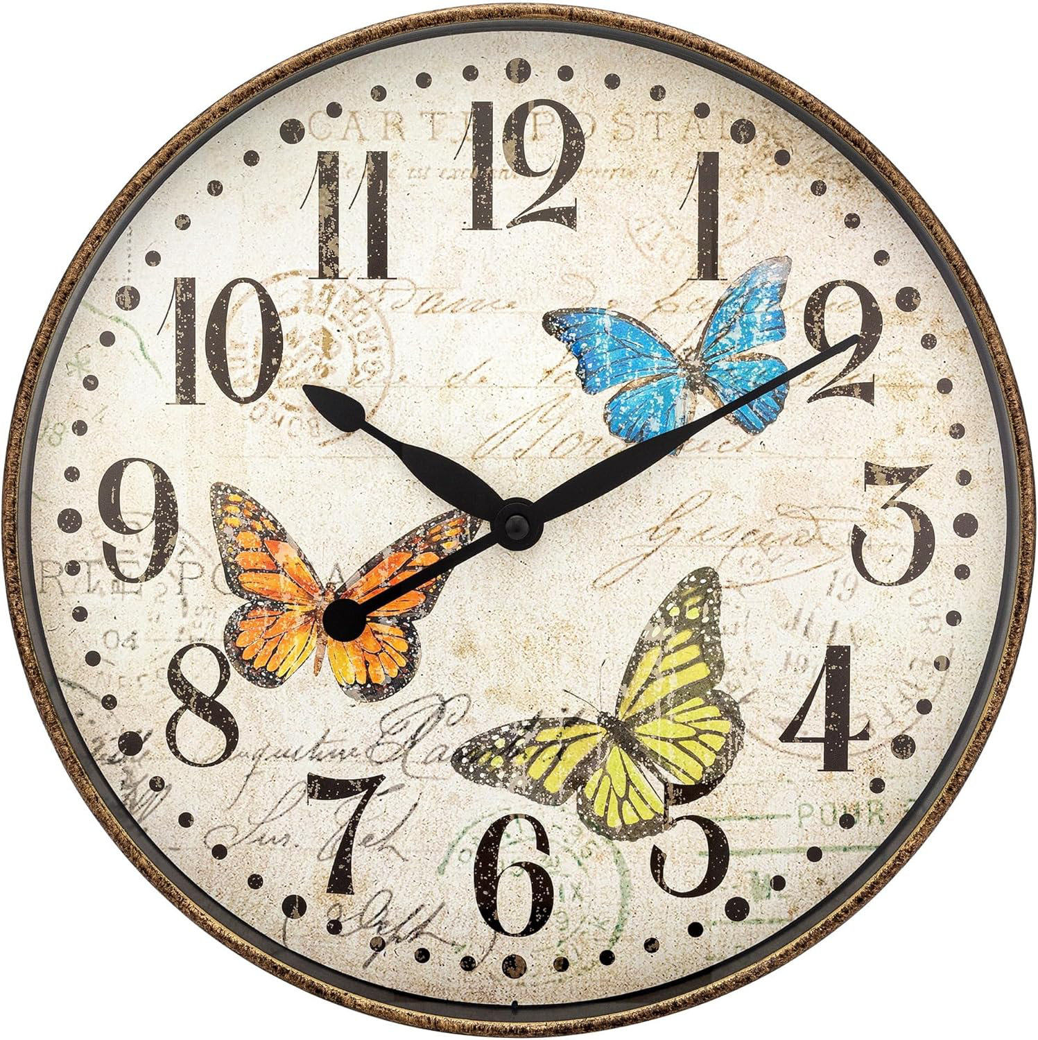 Rosalind Wheeler Butterfly Wall Clock 12 Inch Silent Battery Operated ...