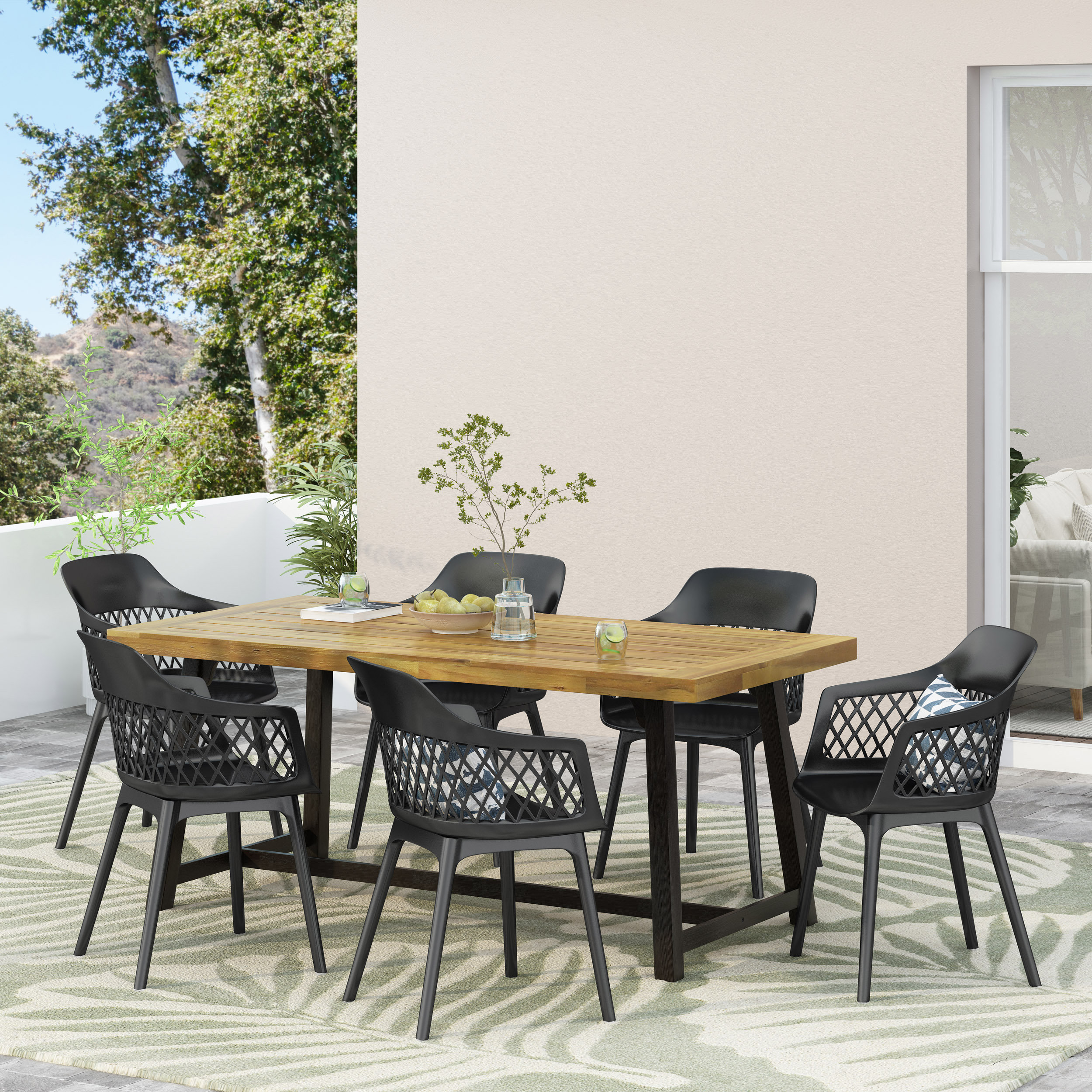 Wade Logan® Brailsford 6 - Person Rectangular Outdoor Dining Set ...