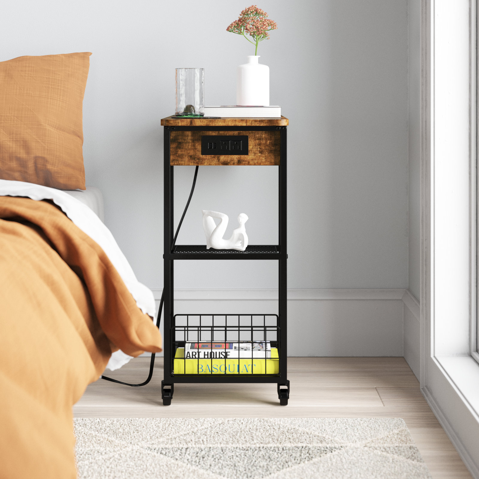 Trent Austin Design Table de chevet 1 tiroir Noles en brun / noir et ...