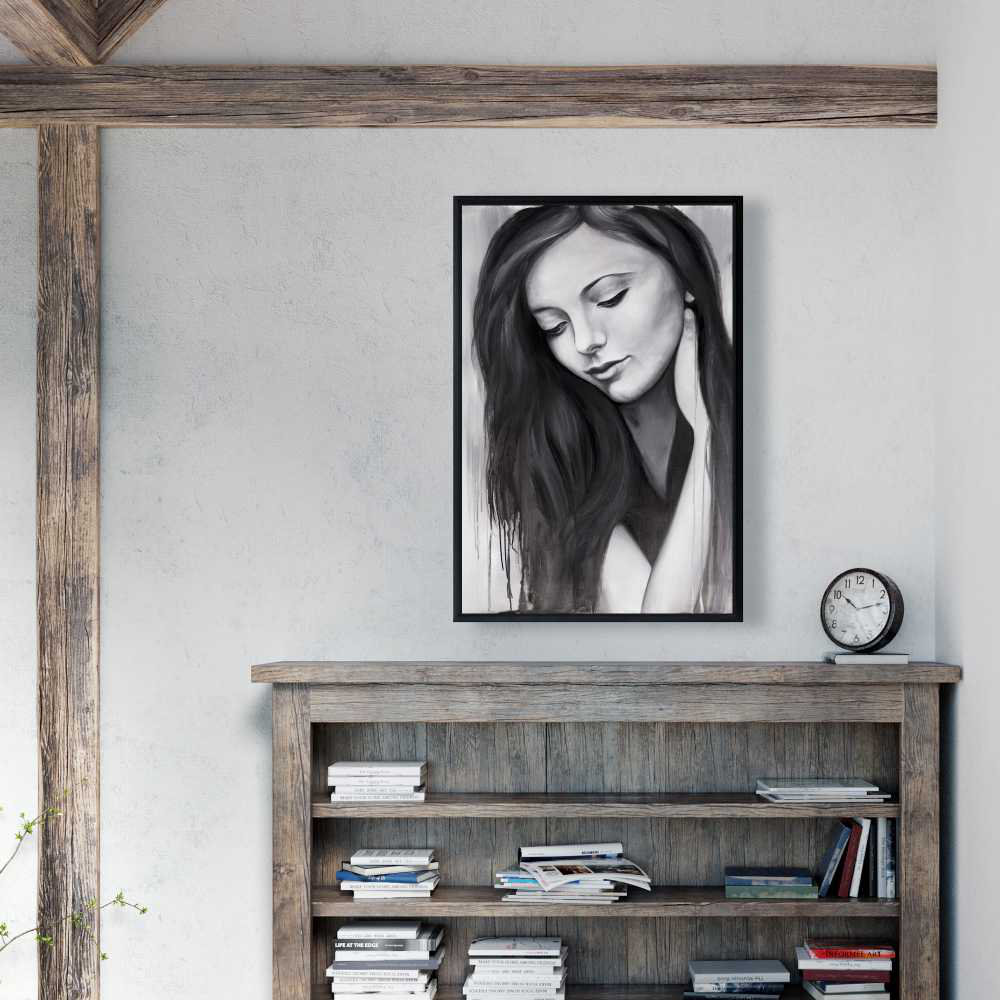 Lark Manor™ Realistic Woman Portrait - Black Framed Canvas Art | Wayfair