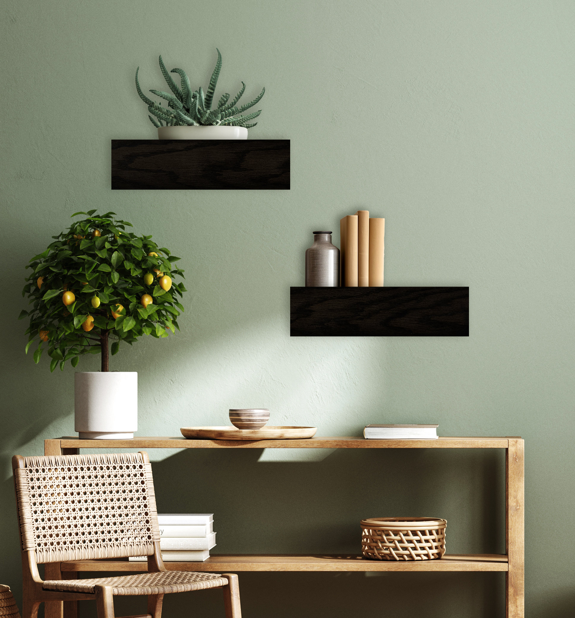 Rayne Mirrors Emerald Lee 2 Piece Oak Floating Shelf | Wayfair