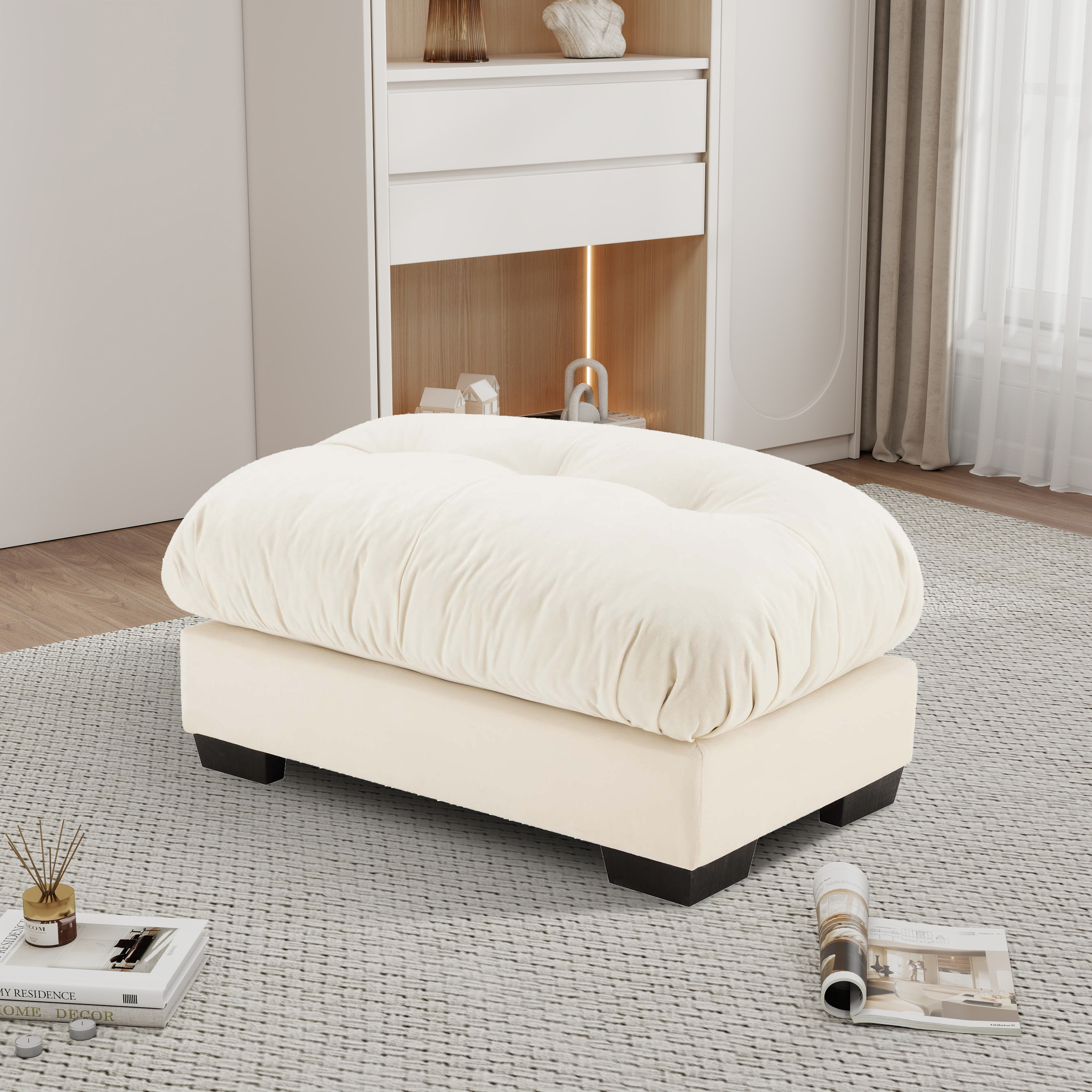 Mercer41 Down Filled Overstuffed Performance Velvet Ottoman | Wayfair