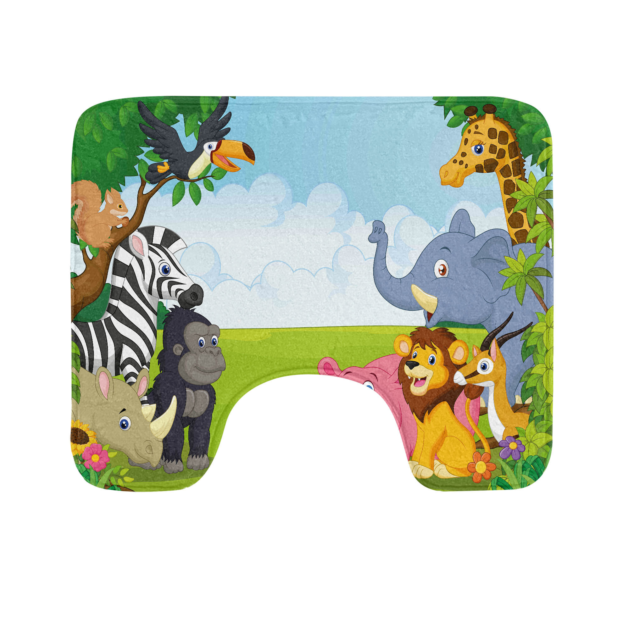 Dakota Fields Animal Toilet Mat U-Shape Bathroom Rug 20" Multicolor ...