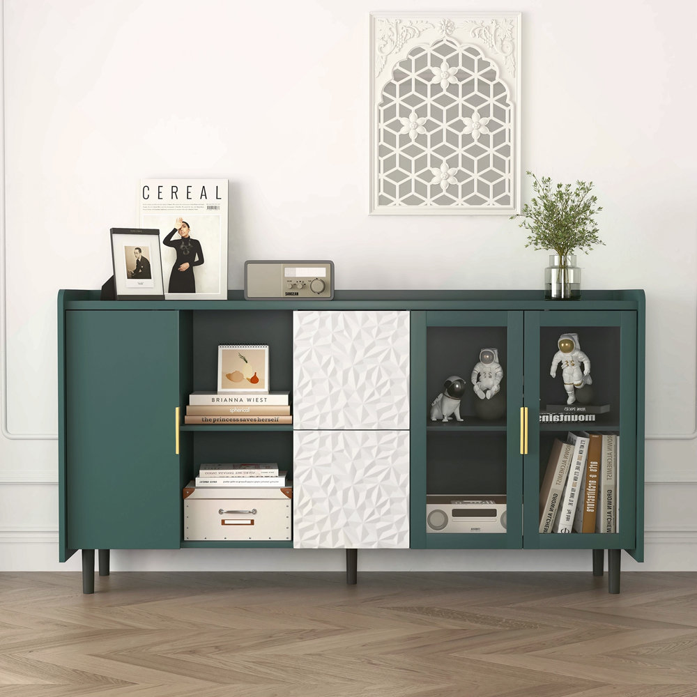 Ophelia & Co. Modern Kitchen Pantry Storage Cabinet , 55" Coffee Bar ...