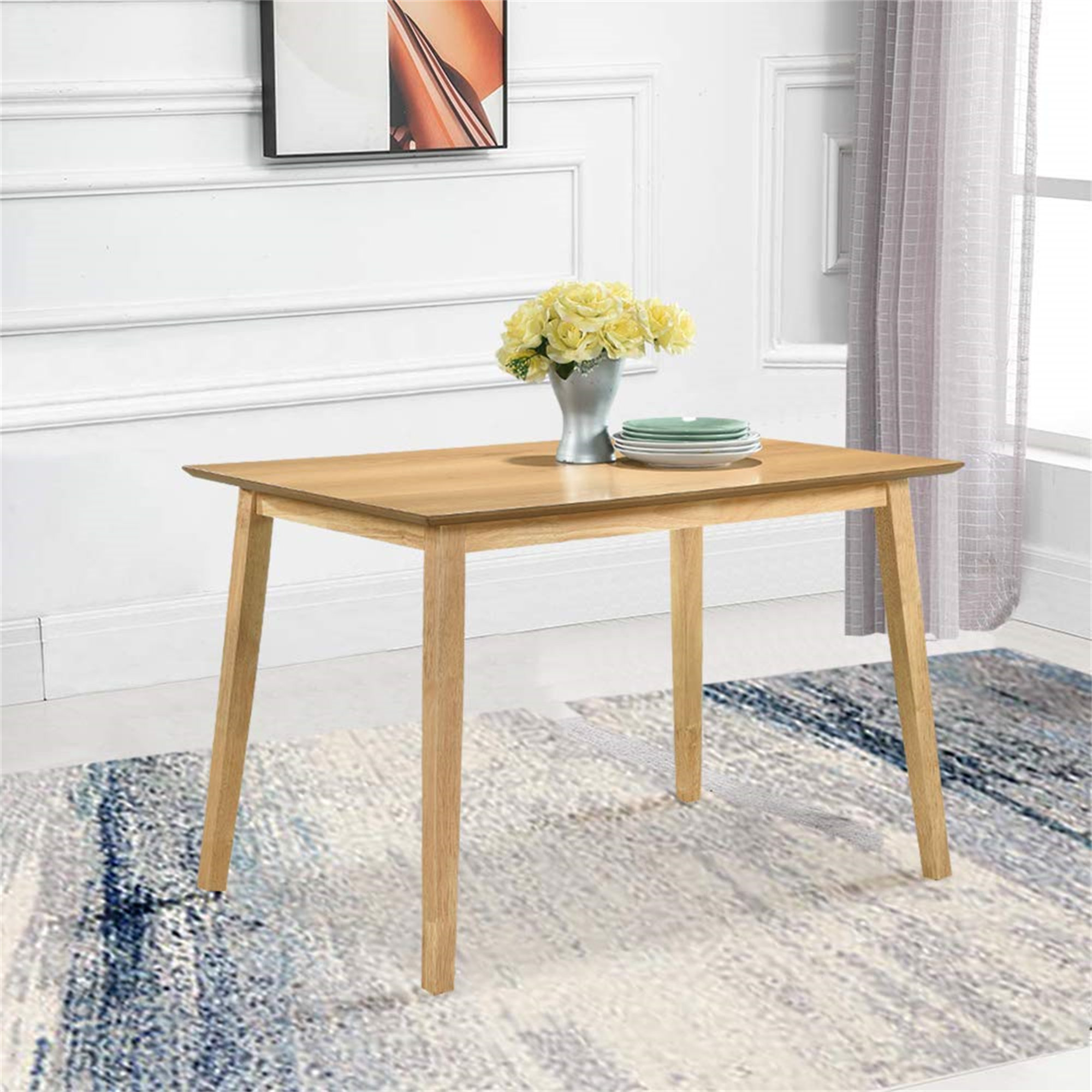 Marlow Home Co. Solid Oak Dining Table 105Cm Rectangle Kitchen Table 2 ...