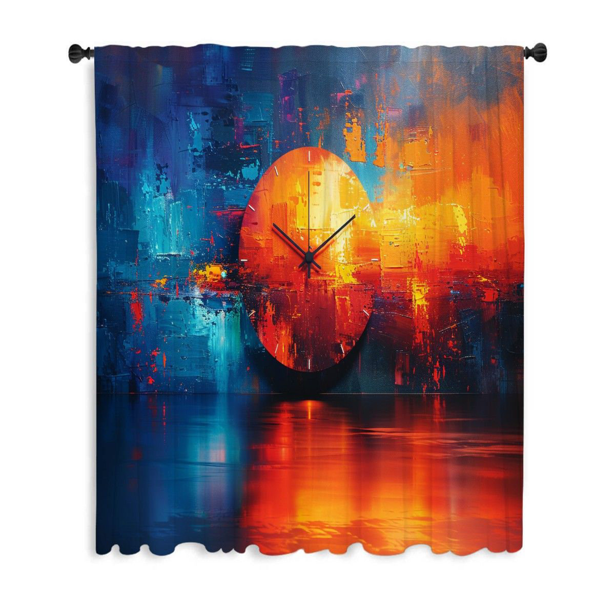VisionDecor Abstract Clock Window Curtains, Timepiece Blockout & Sheer ...
