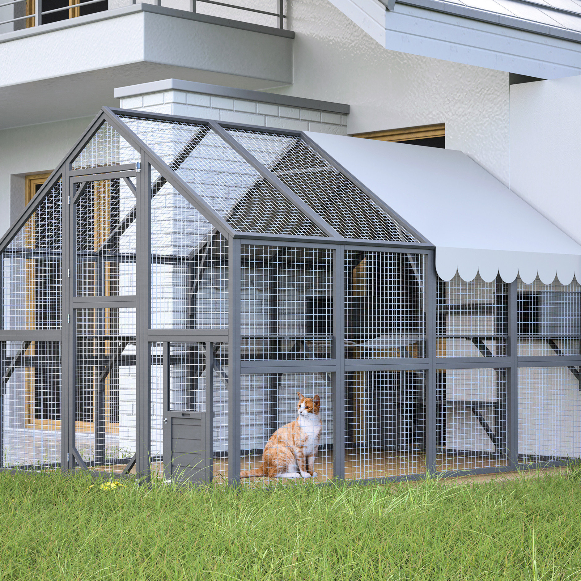 August Grove® Outdoor Cat House With Sun Protection And Space Pod Bed ...