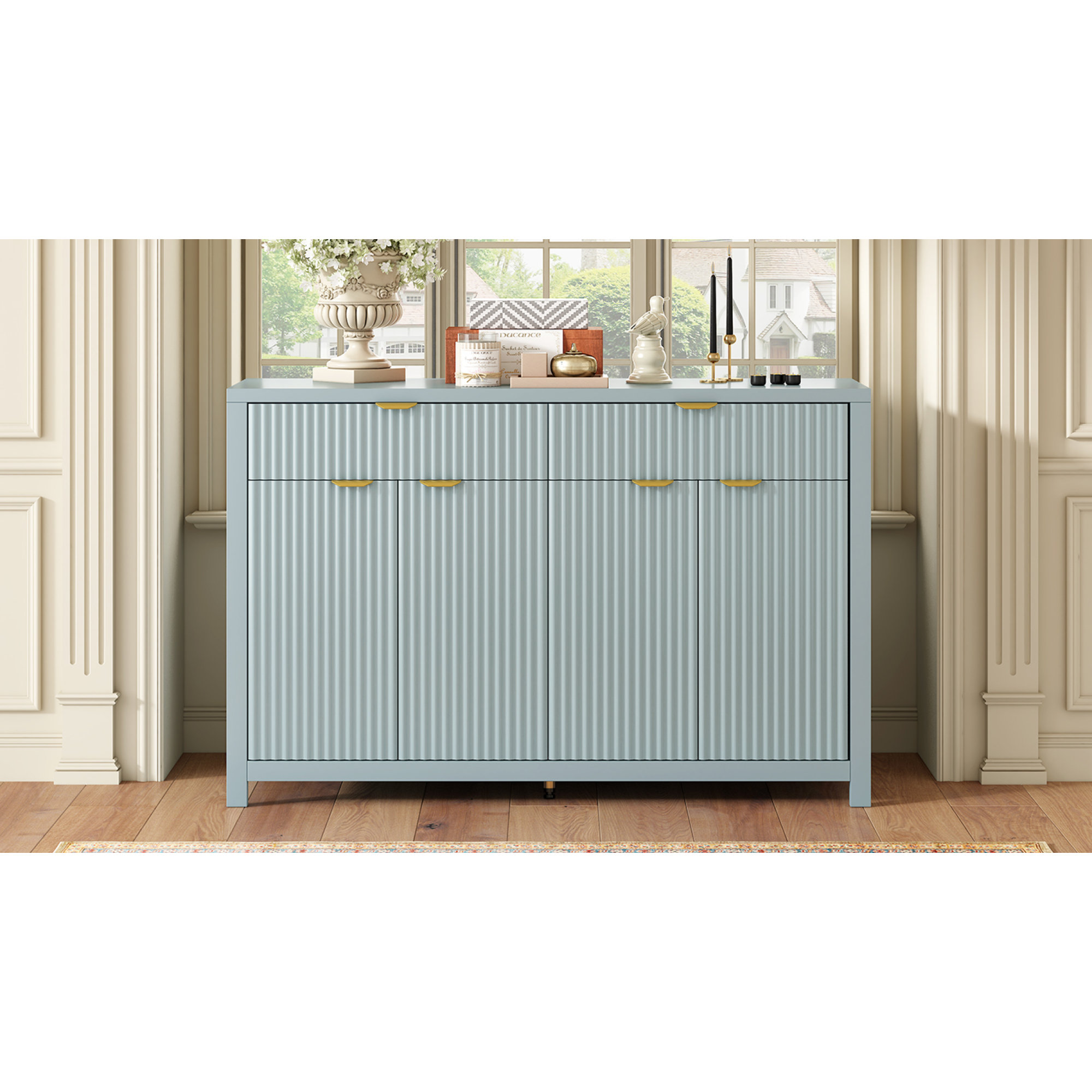 George Oliver Wave-pattern Mdf Sideboard With Adjustable Shelves ...