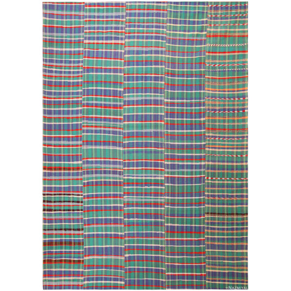 Nazmiyal Collection Turquoise Blue Tones Modern Turkish Rag Rug | Perigold