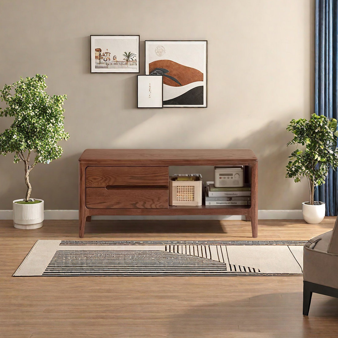 Hokku Designs Oak Wood Coffee Table with Rounded Corners | Wayfair