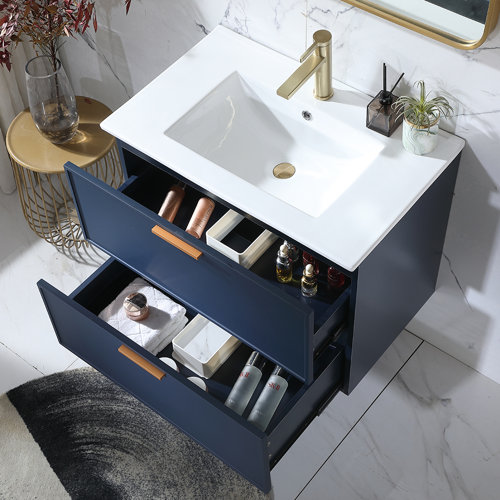 Ebern Designs Suheyb 30" Modern Blue Wall Mounted Single Bathroom ...