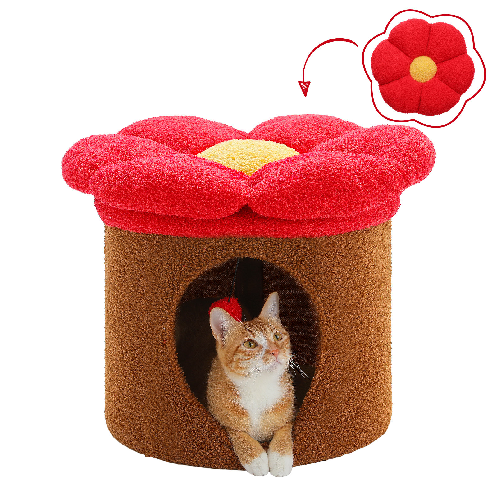 Tucker Murphy Pet™ Flower-Shaped Dome Cylindrical Cat Tree 15.7" Tall ...