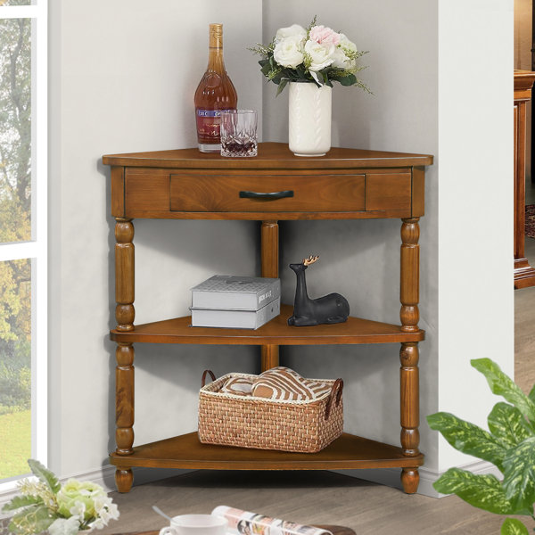 Latitude Run® 3 Tier Triangle Corner Table, 33.8'' For Small Spaces ...