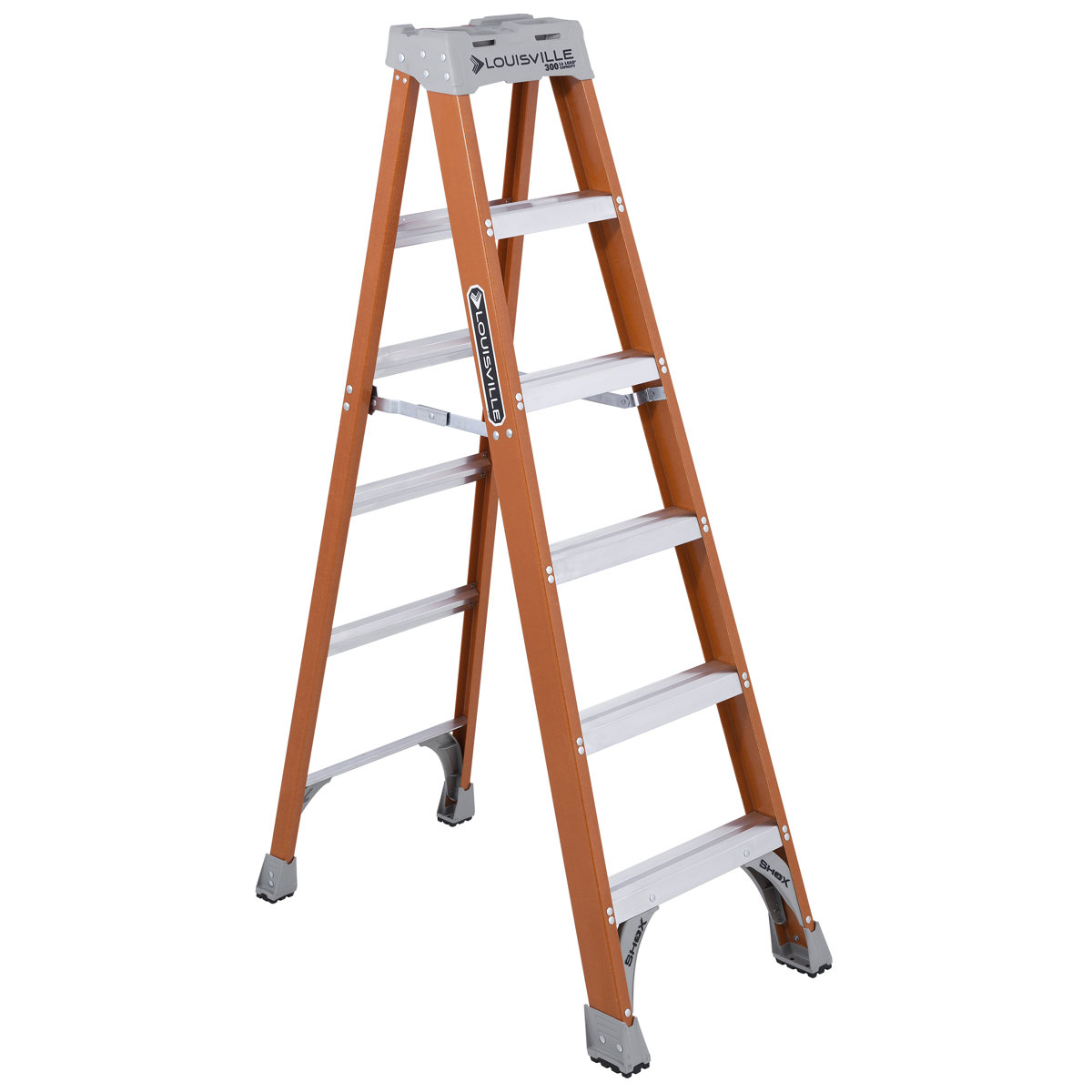 Louisville Ladder 6 ft. Fiberglass Step Ladder, 300 lbs. Load Capacity ...