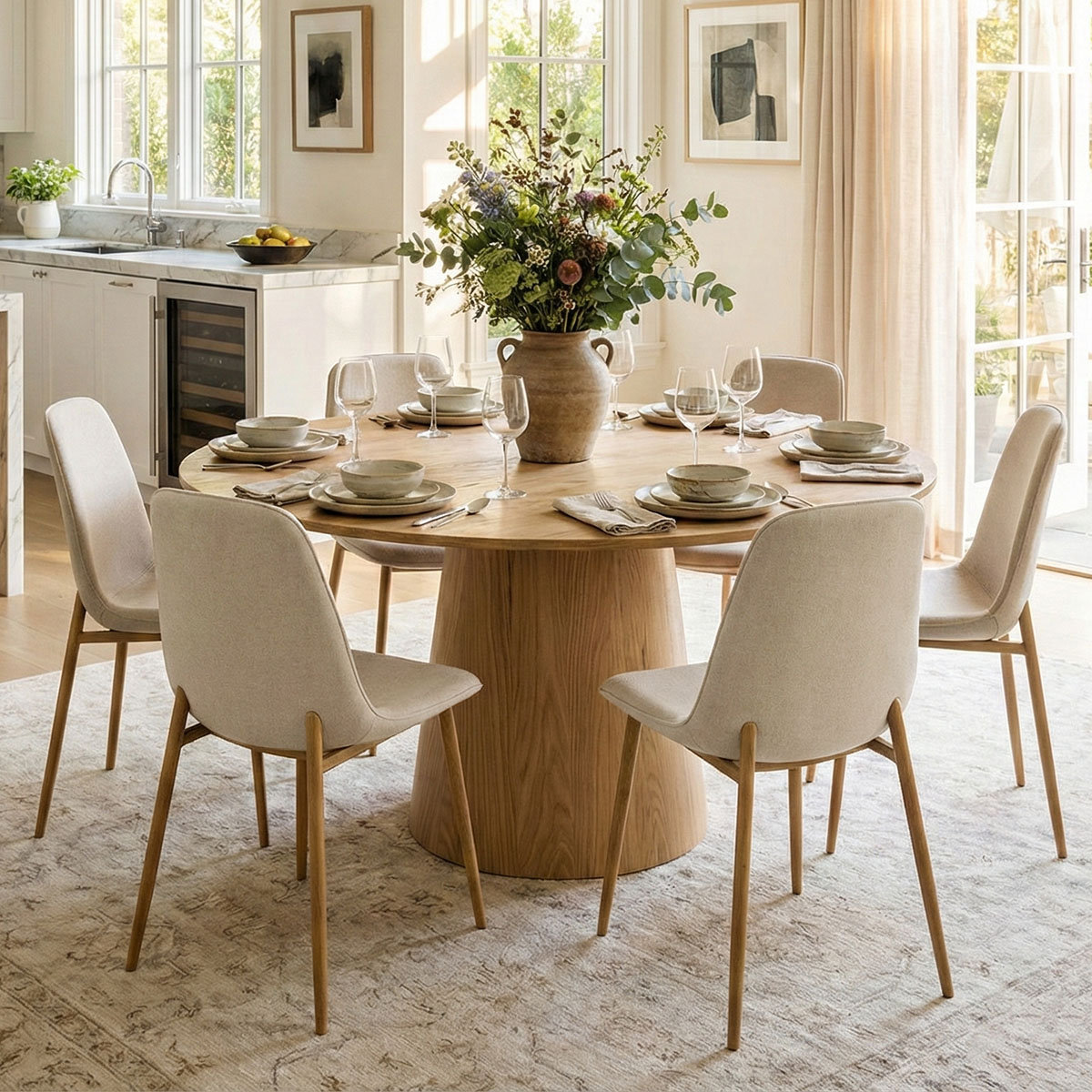 George Oliver 6 - Person Dining Table Sets With 60'' Round Table & 6 ...