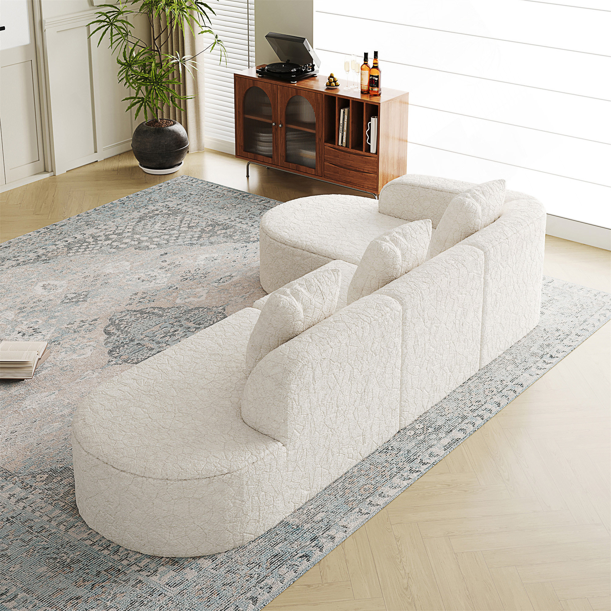 Latitude Run® 111.8-Inch L-Shaped Curved Modular Sofa, Modern Design ...