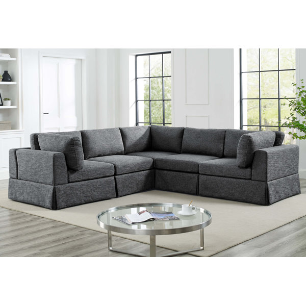 Wade Logan® Arnon 104.5" Wide Reversible Modular Corner Sectional ...