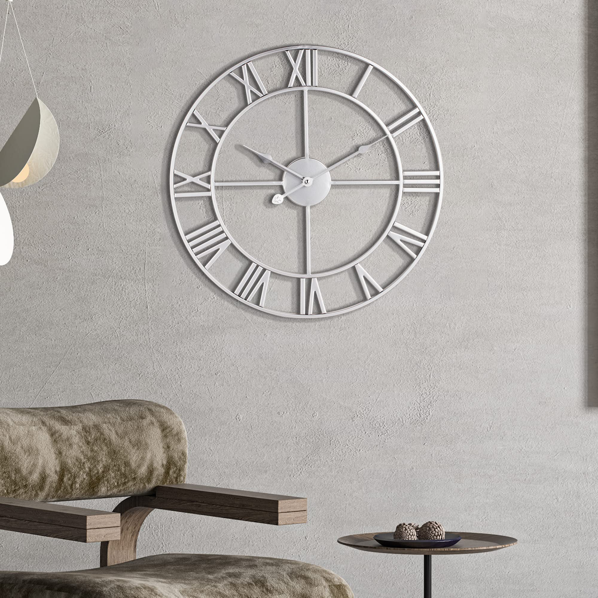 17 Stories Large Modern Metal Wall Clocks Vintage Round Nearly Silent ...