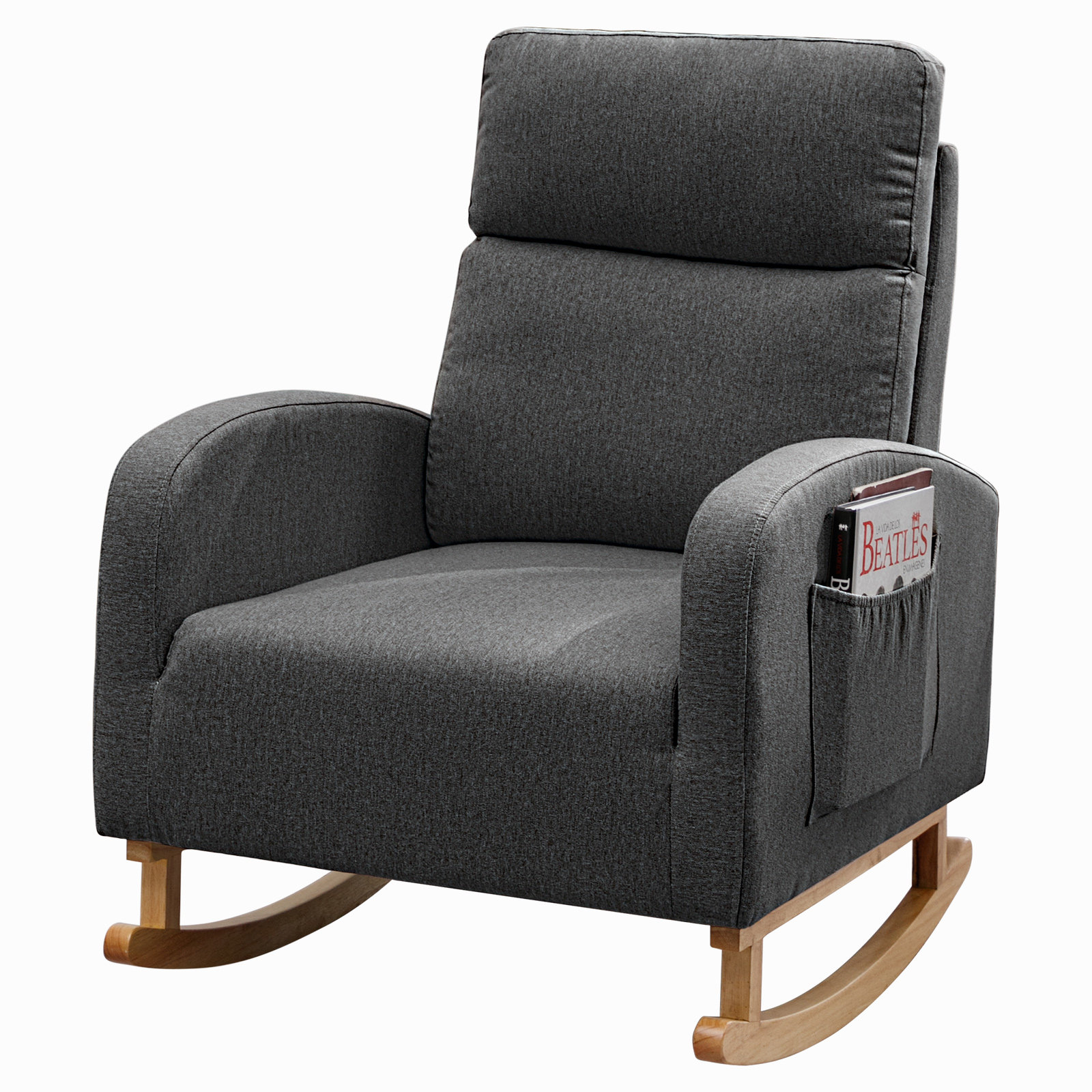 Balus Rocking Chair Nursery, Upholstered Glider Rocker Chair With Solid ...