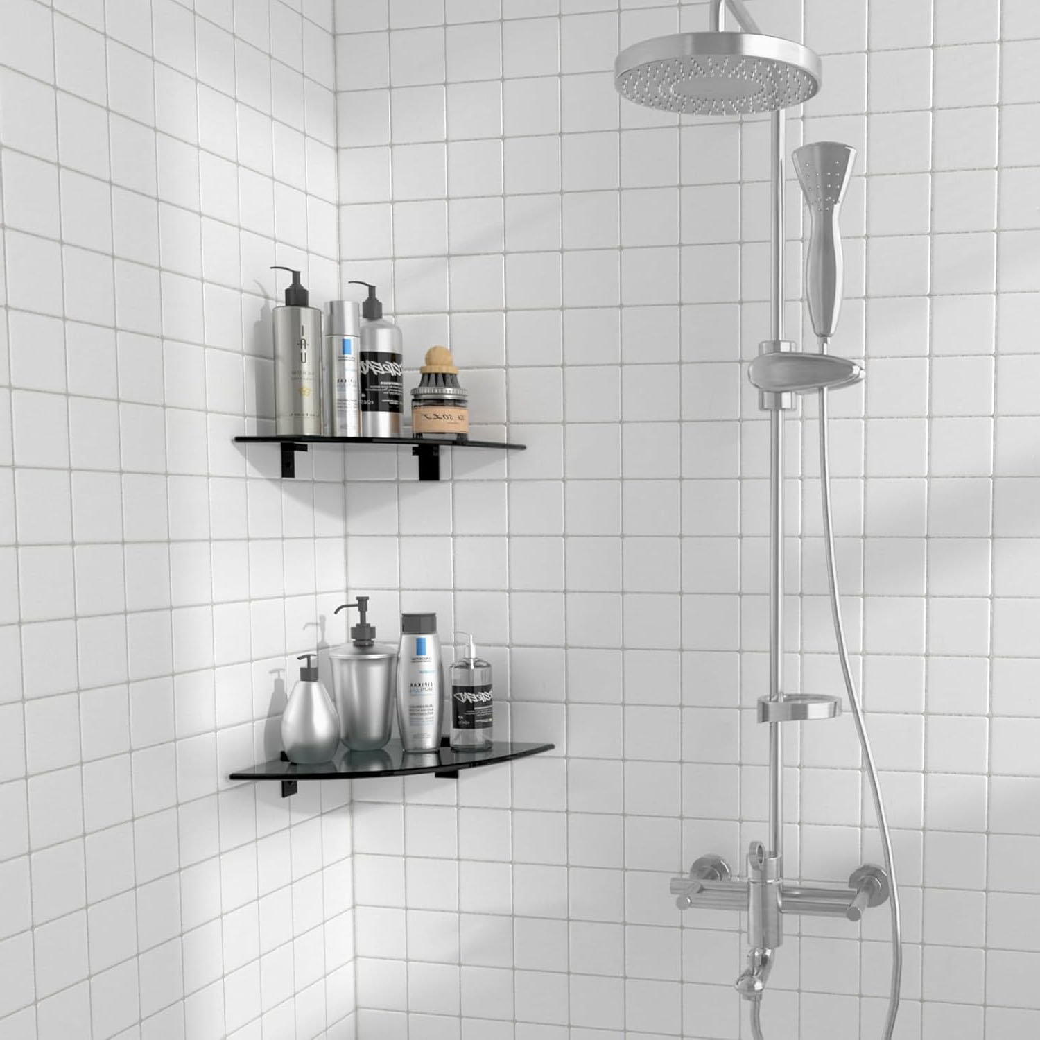 Latitude Run® Waad Glass Wall Bathroom Shelves | Wayfair