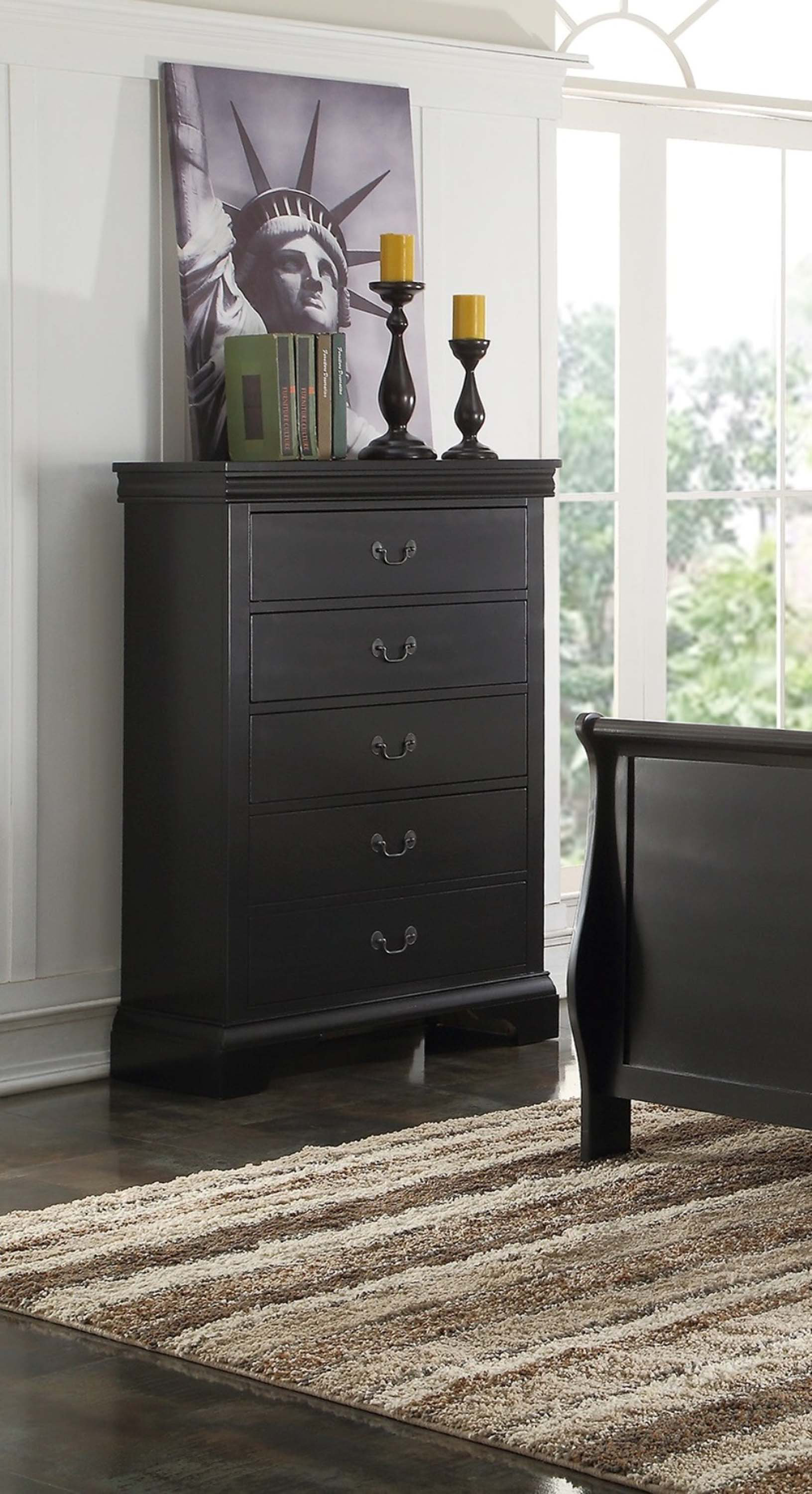 Canora Grey Elegant Bedroom 1pc Chest Of Drawers Black Color Drawers ...