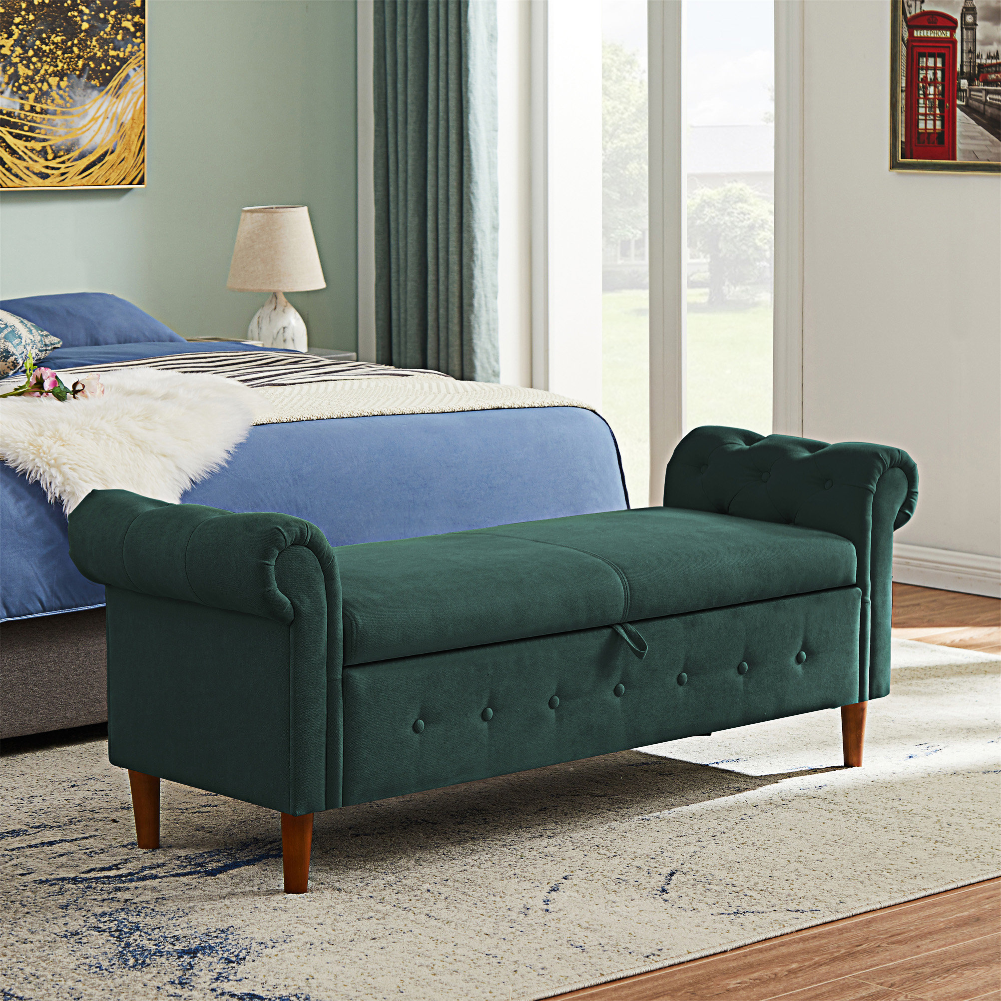 Winston Porter Multifunctional Storage Rectangular Sofa Stool | Wayfair