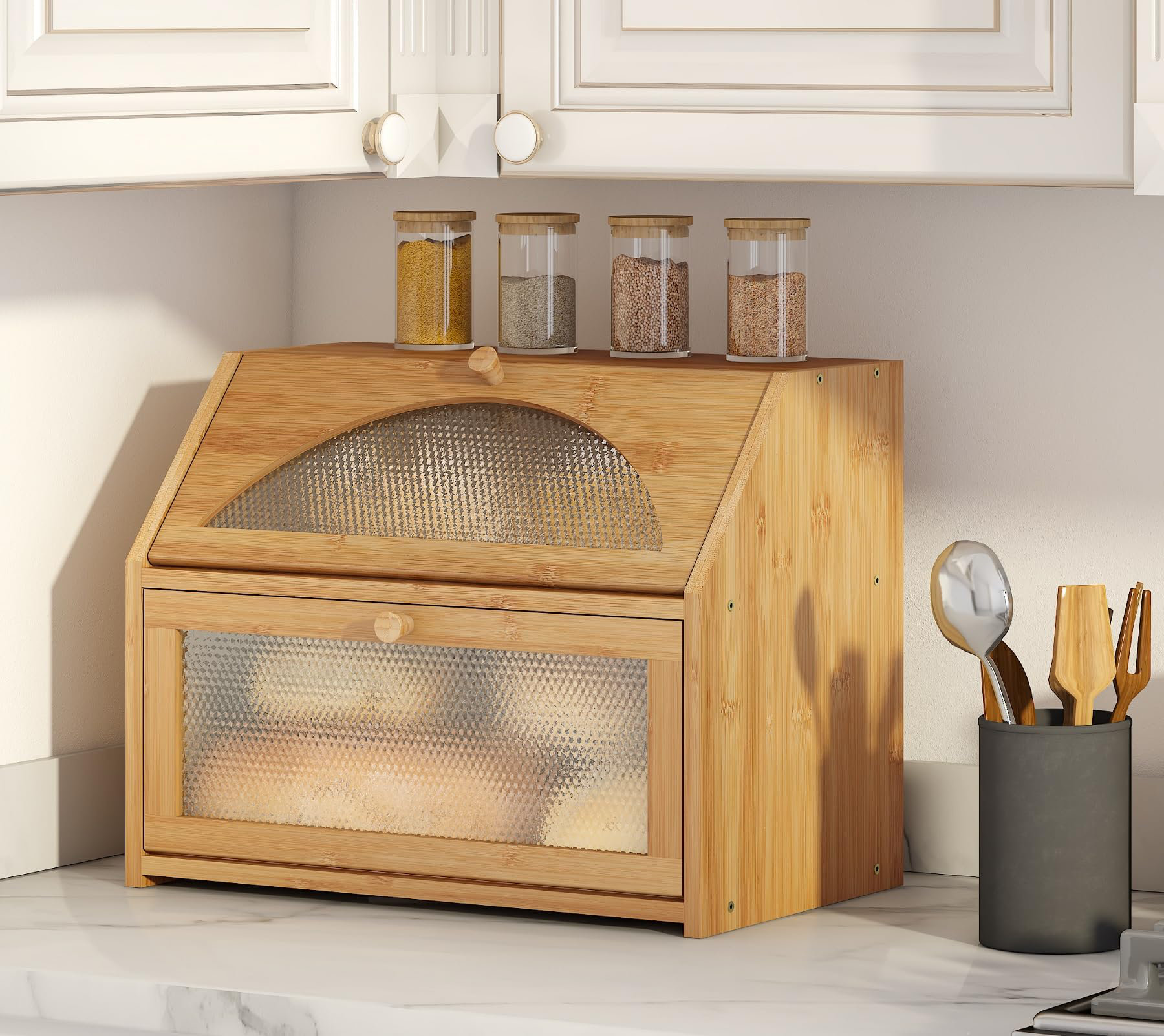 Latitude Run® Bread Box For Kitchen Countertop Large Double Layer ...