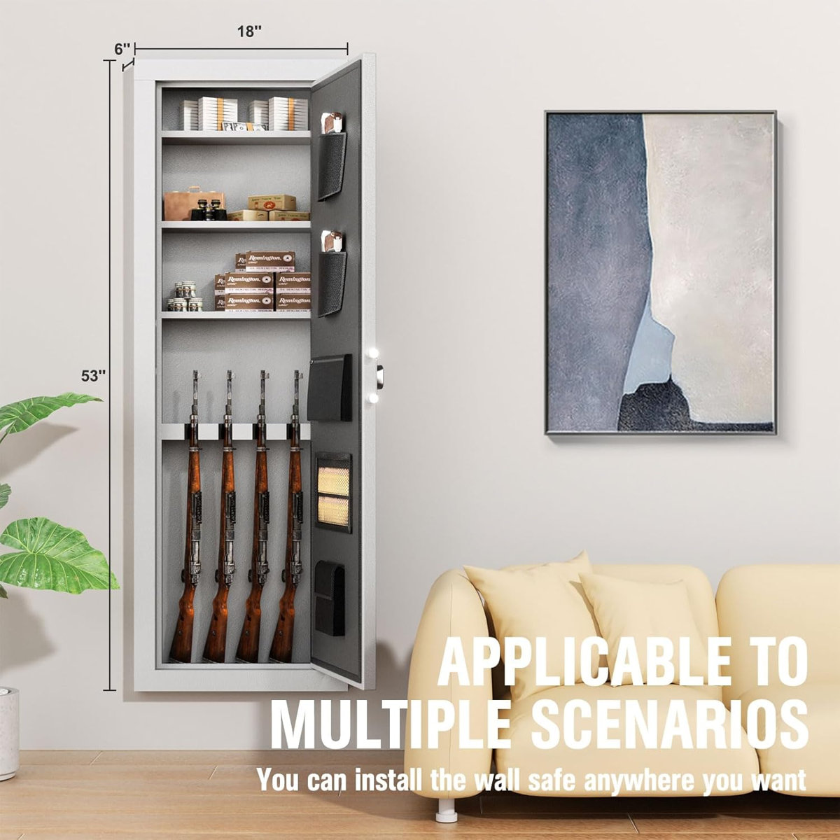 SUNCROWN 53"H Wall Gun Safe, Gun Safes for Rifles and Pistols with ...