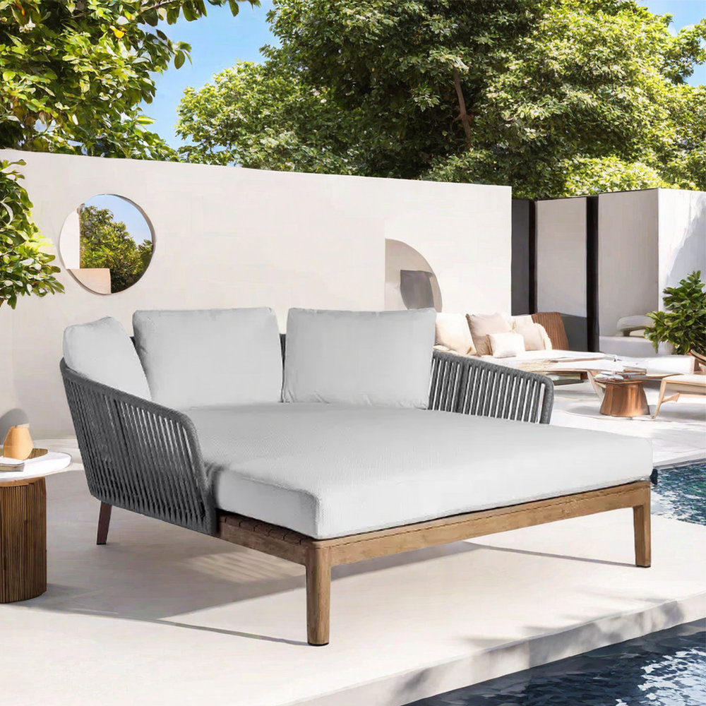 Elegance Furnishings Outdoor Recreation Patio Daybed 68.9'' Fabric ...