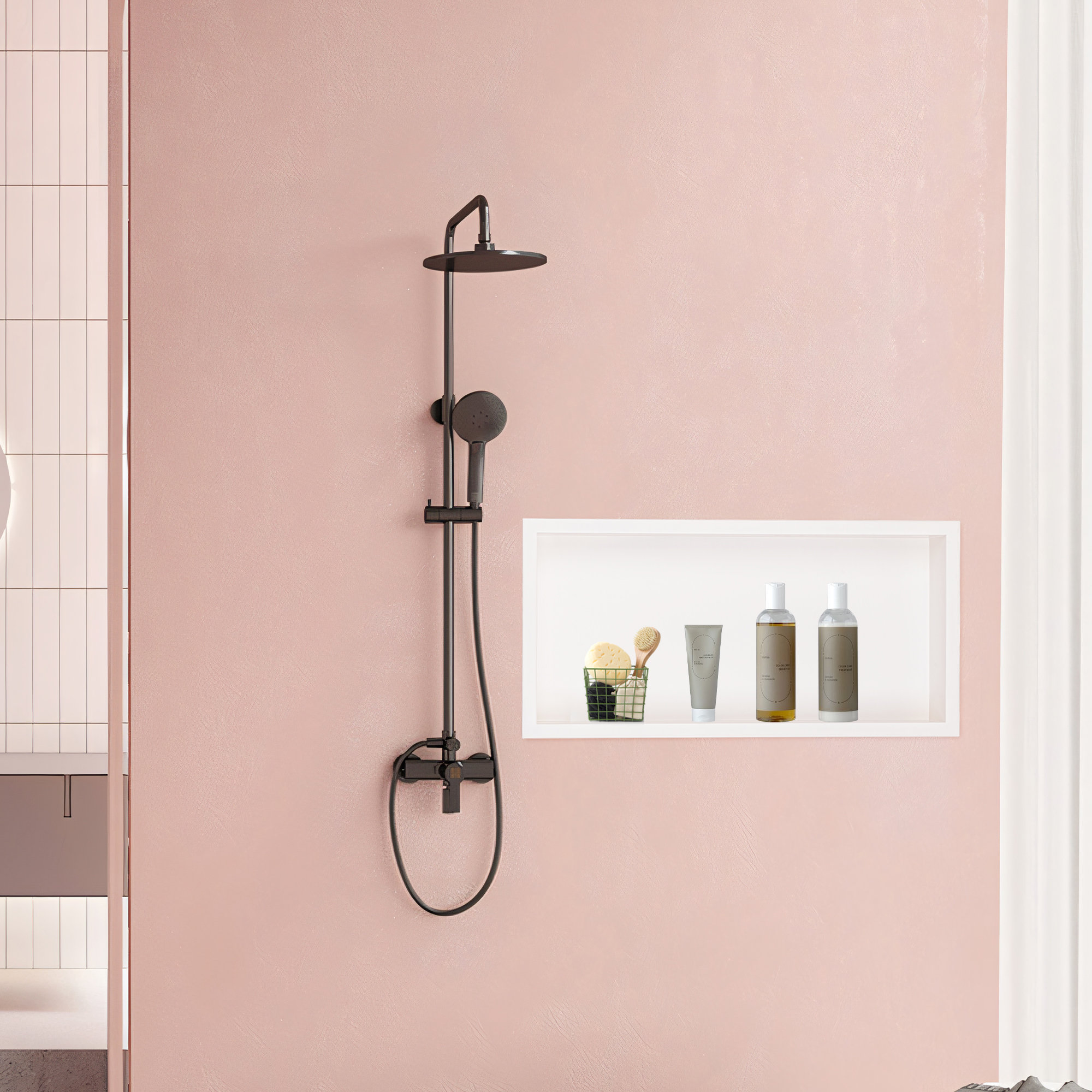 DecoMust Niche de douche rectangulaire encastrée blanche en acier ...