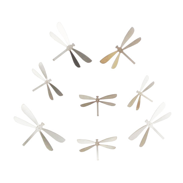 August Grove® Set of 8 Stainless Steel Dragonfly Decor Adhesive Wall ...