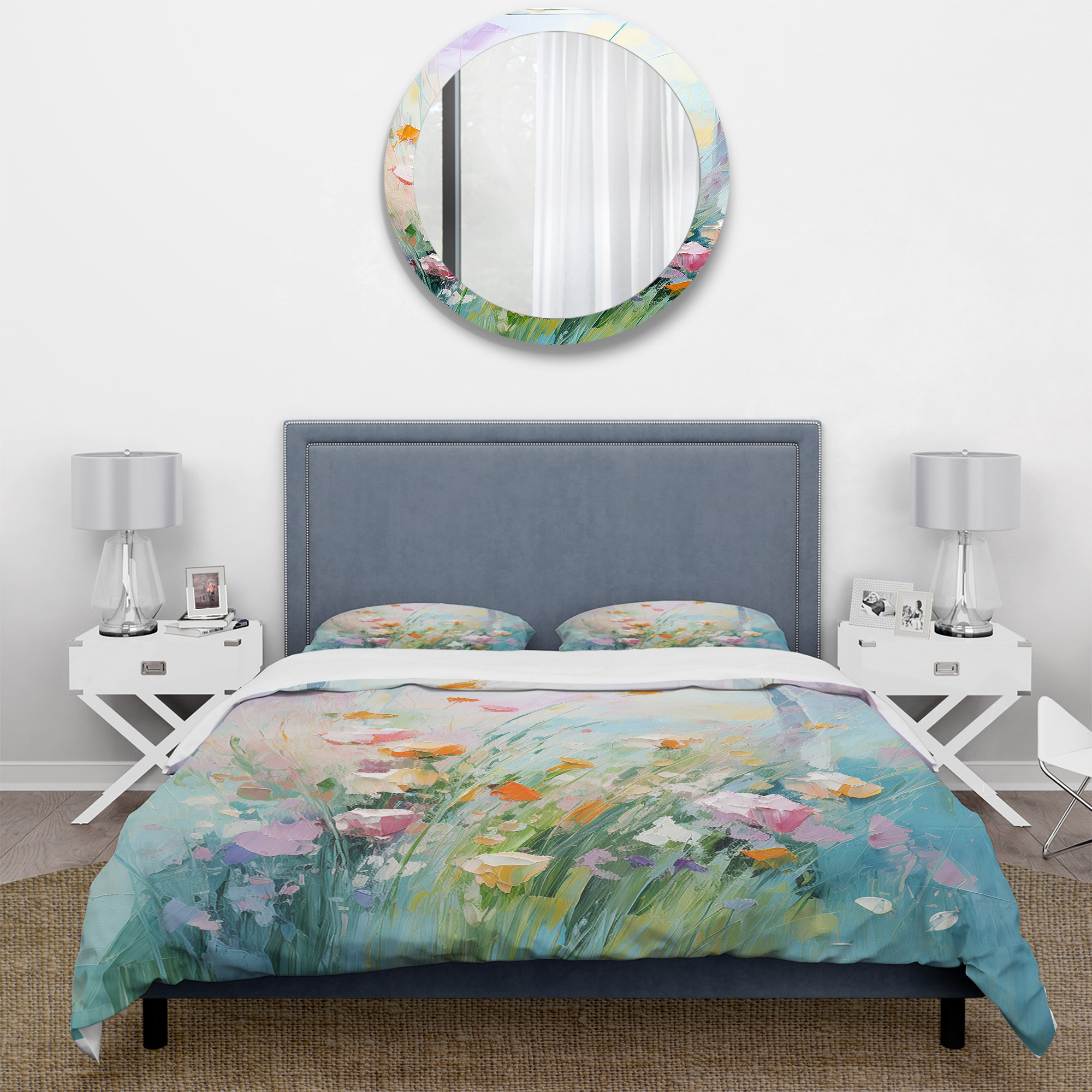 Design Art Yellow And Pink Meadows Breeze III - Meadow Duvet Cover Set ...