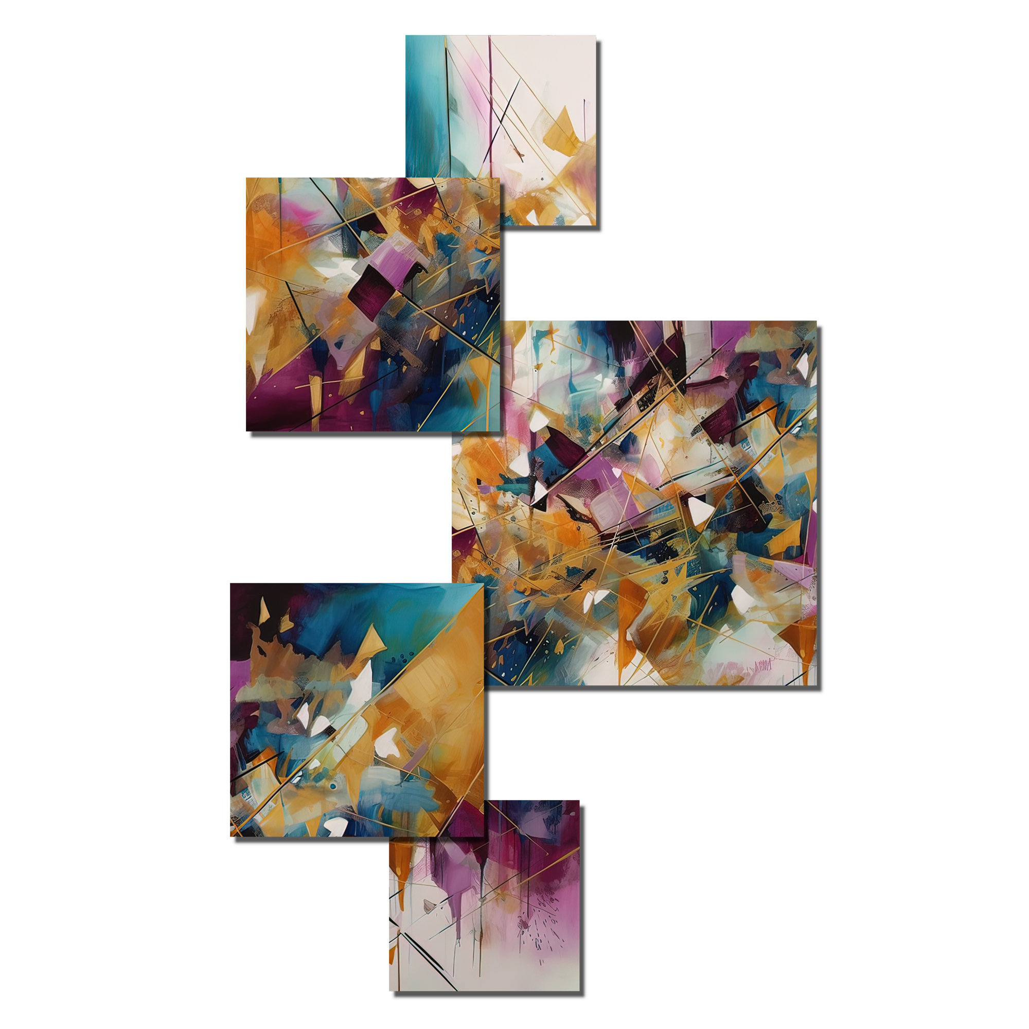 Orren Ellis Golden Explosion Triangles I - Modern Geometric Metal Wall ...