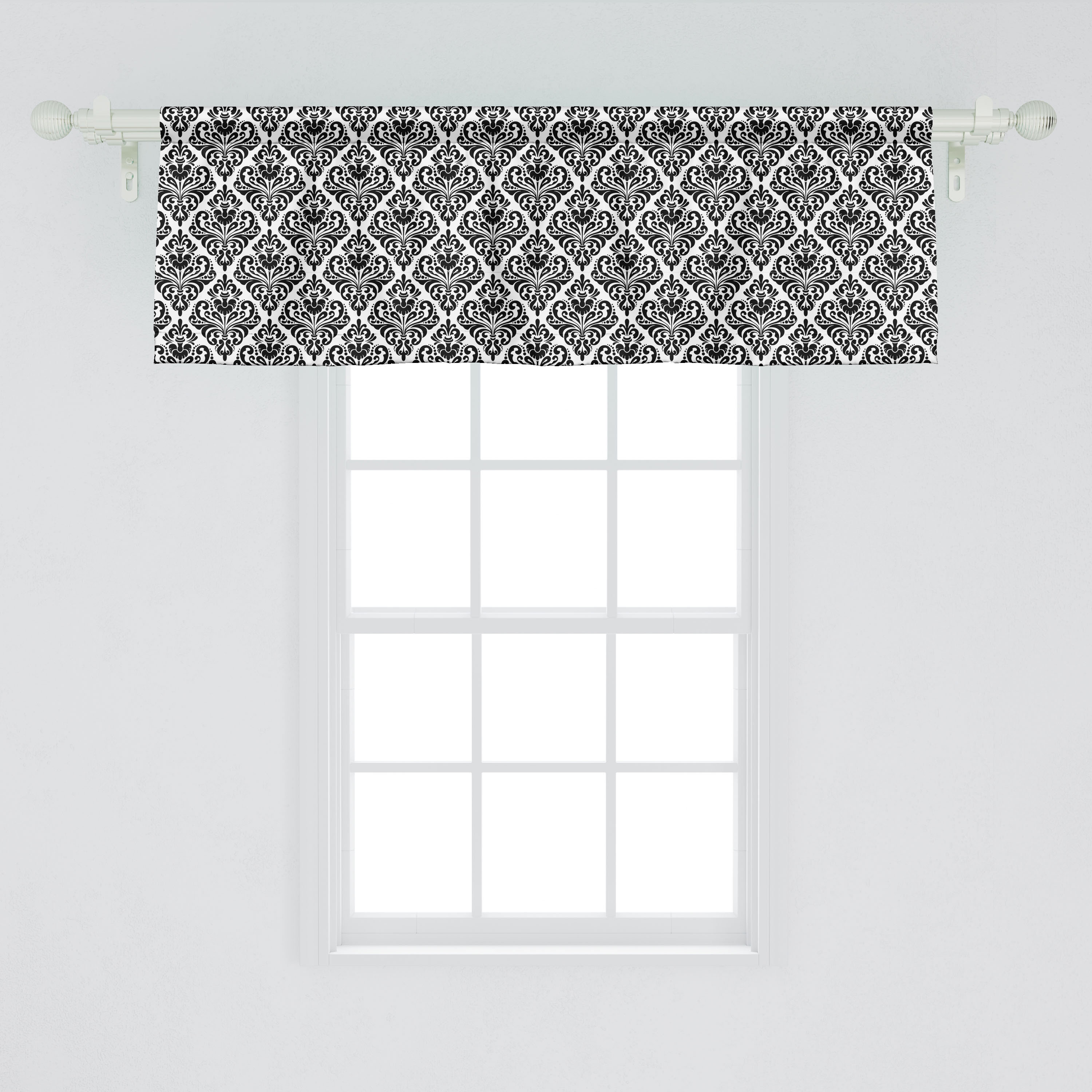 Ambesonne Damask Valance Pack of 2 Old Blossom with Curves 54"X18 ...