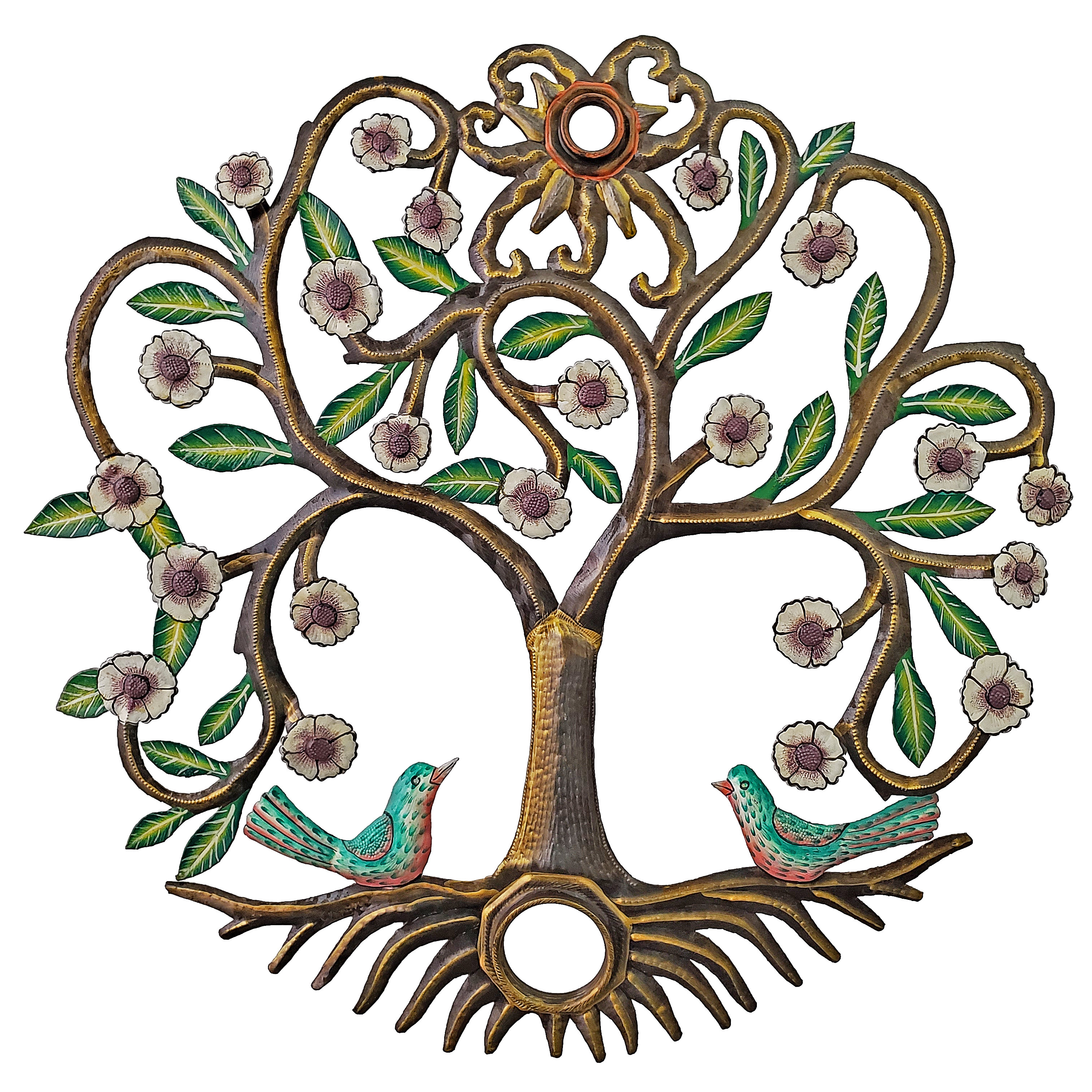 Red Barrel Studio® Painted Bung Tree With Purple & White Blooms ...