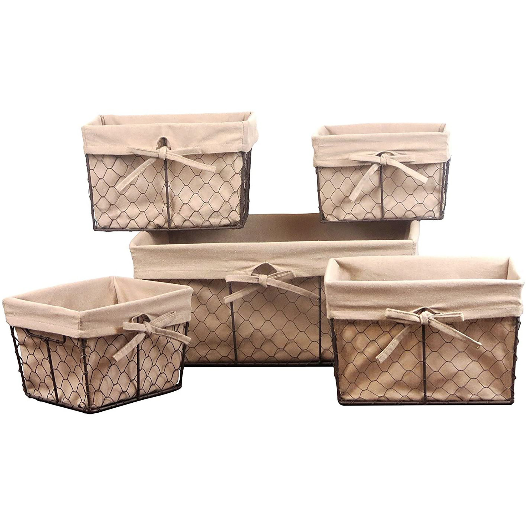 Gracie Oaks Colgate Assorted 5 Piece Fabric Basket Set & Reviews | Wayfair
