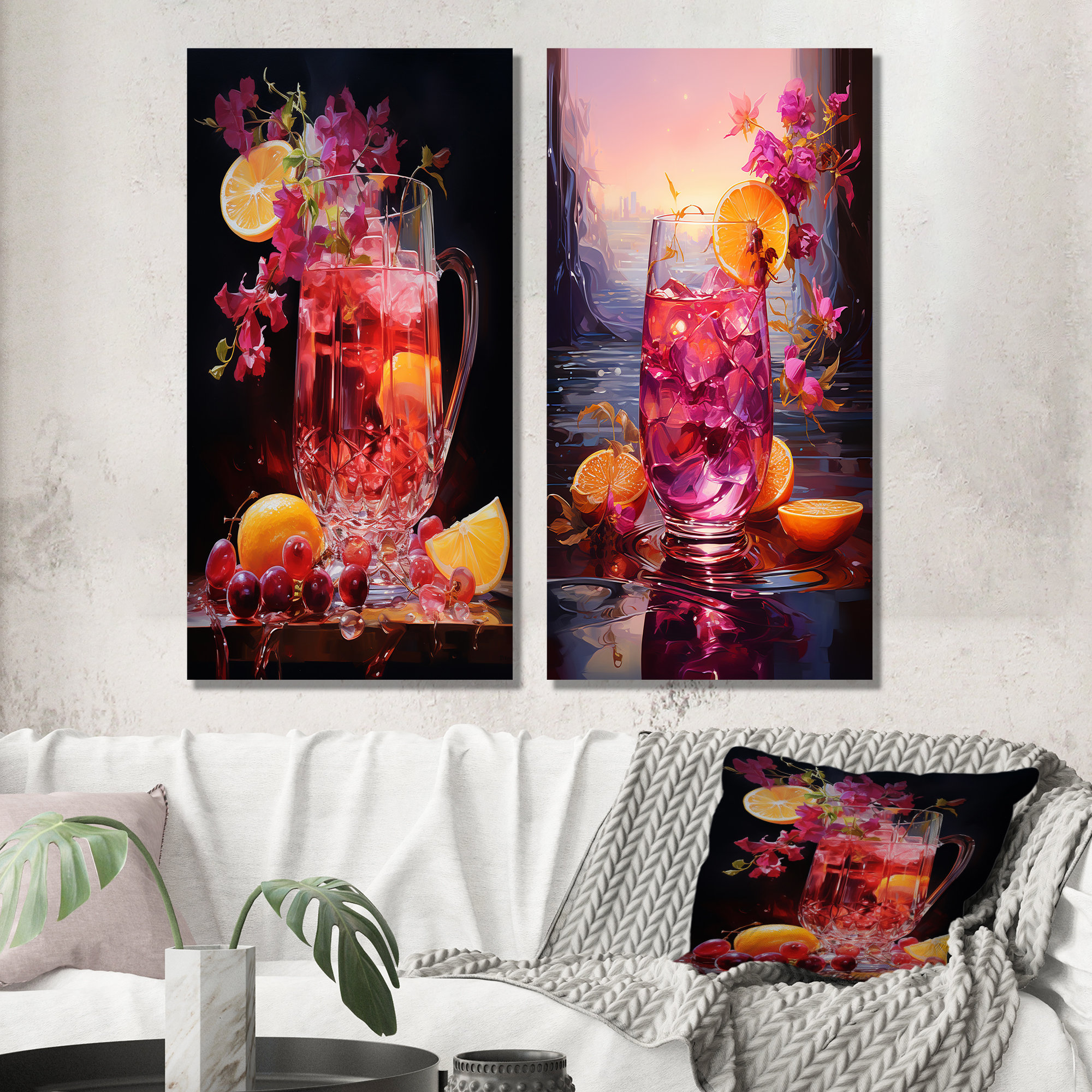 Latitude Run® Sangria Sunset Cocktail - Cocktails Wall Art Living Room ...