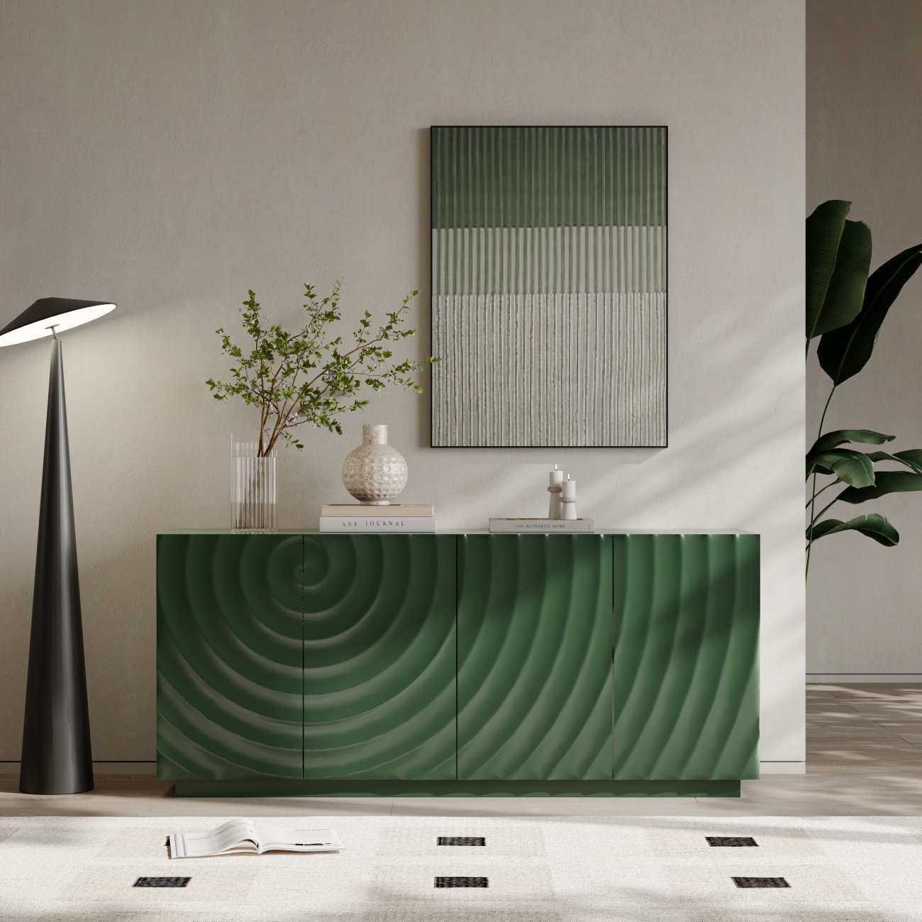 Dakota Fields 4-Door Cabinet With Suspended Base,For Living Room And ...