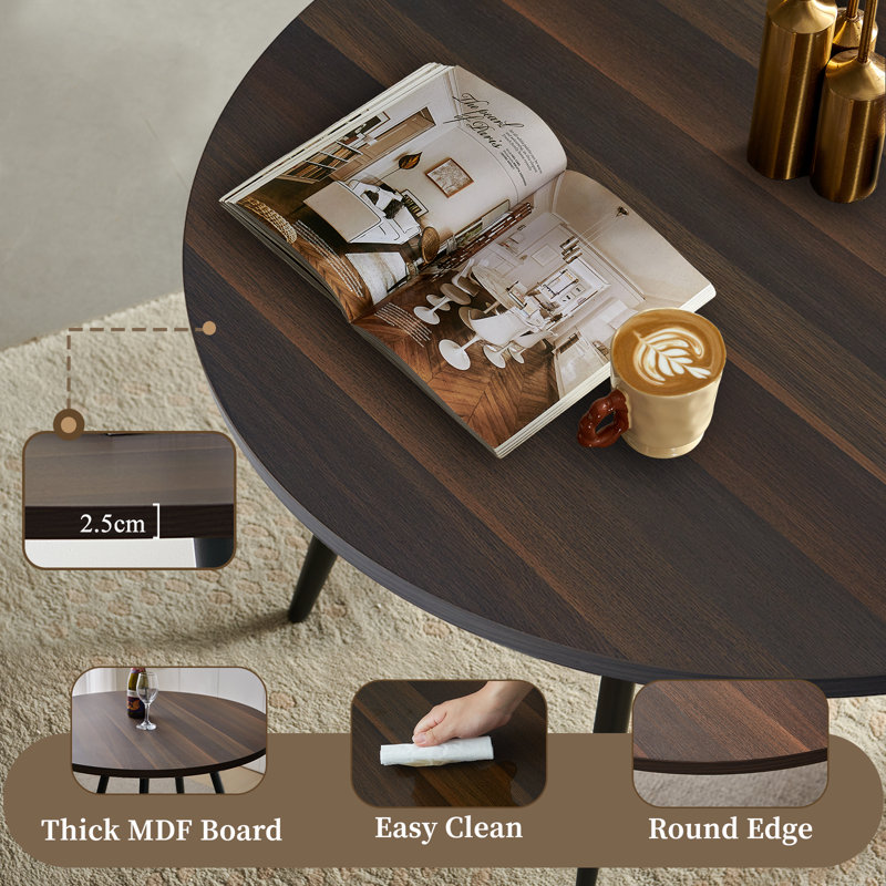 George Oliver Cerca 100CM Round Dining Table Dark Walnut | Wayfair.co.uk