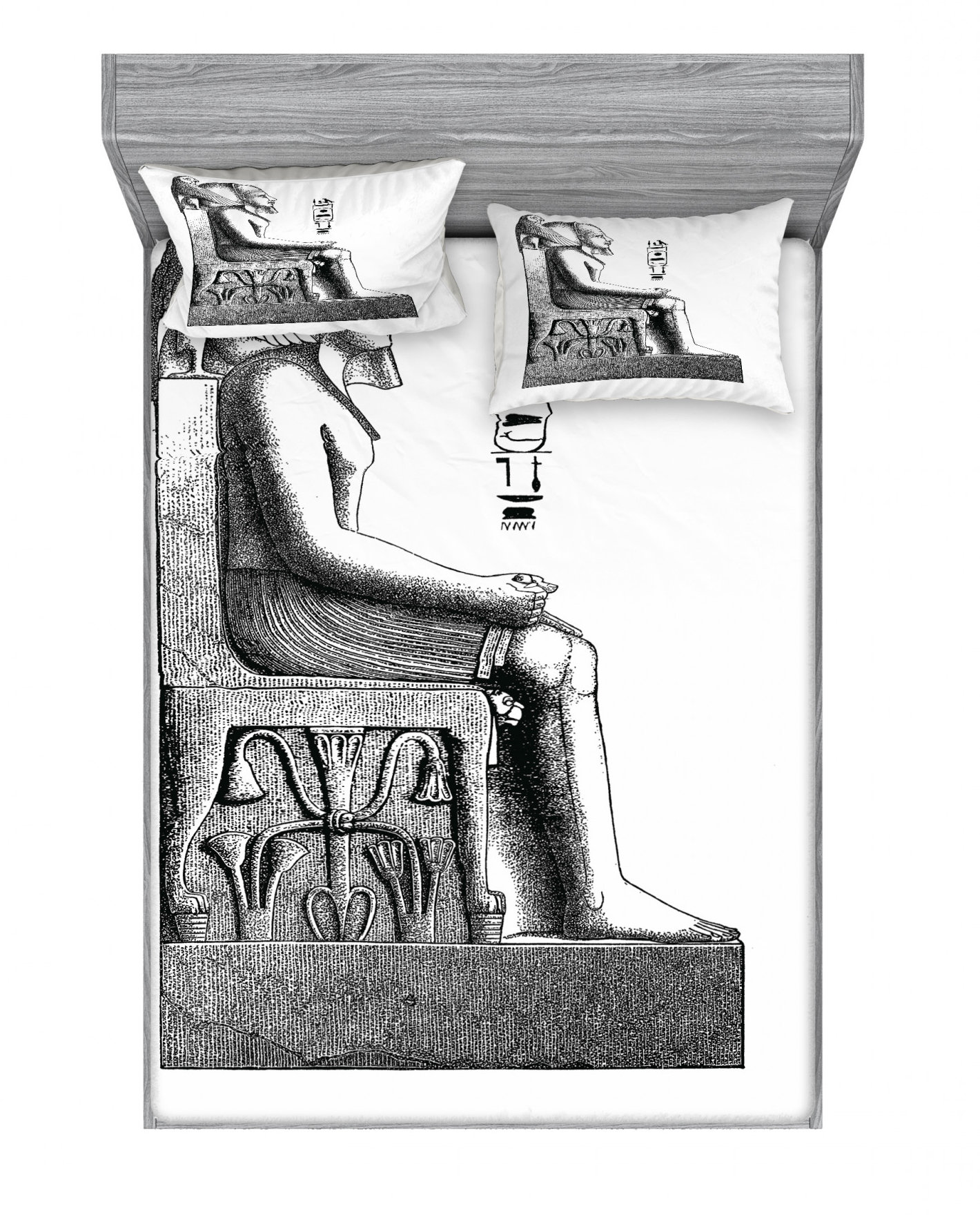 Ambesonne Egyptian Antique Era Egypt Pharaoh King Pose with a Bird Hawk ...