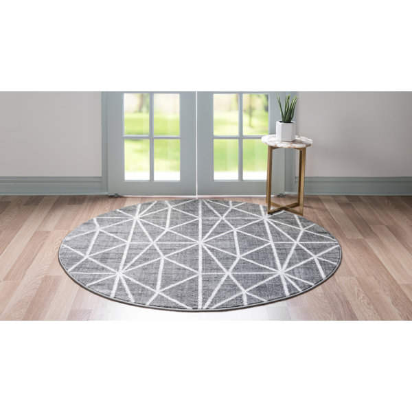 Ebern Designs Oceola Geometric Dark Gray/Ivory Area Rug & Reviews | Wayfair