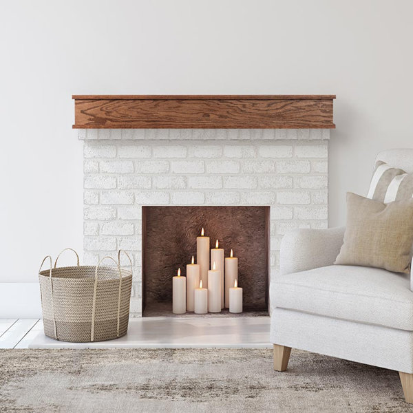 Millwood Pines Floating Wood Fireplace Mantel Shelf - 100% Hardwood Oak ...